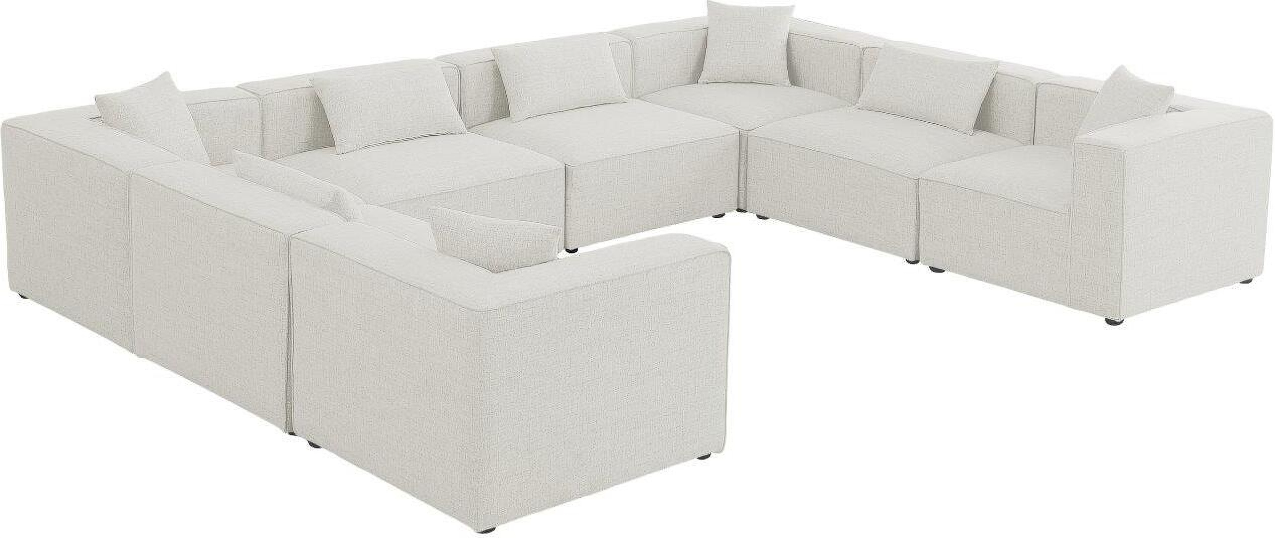 Cube Durable Linen Textured 8 Piece Modular Sectional In Cream and ...