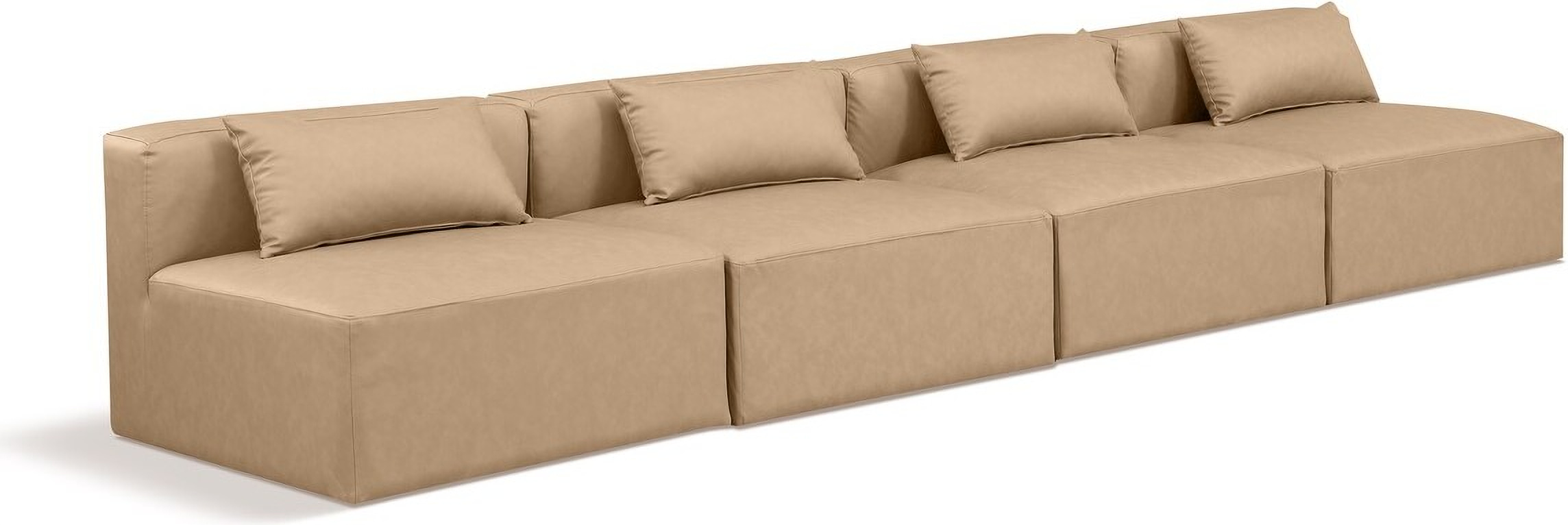 Cube Vegan Leather 4 Seater Modular Sofa In Tan by Meridian | 1StopBedrooms