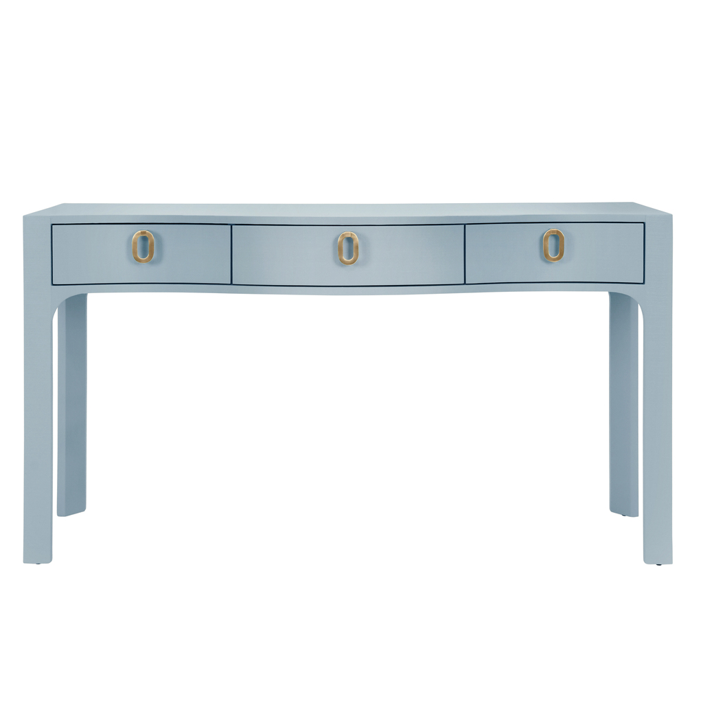 Curved Front Console In Blue by Worlds Away | 1StopBedrooms