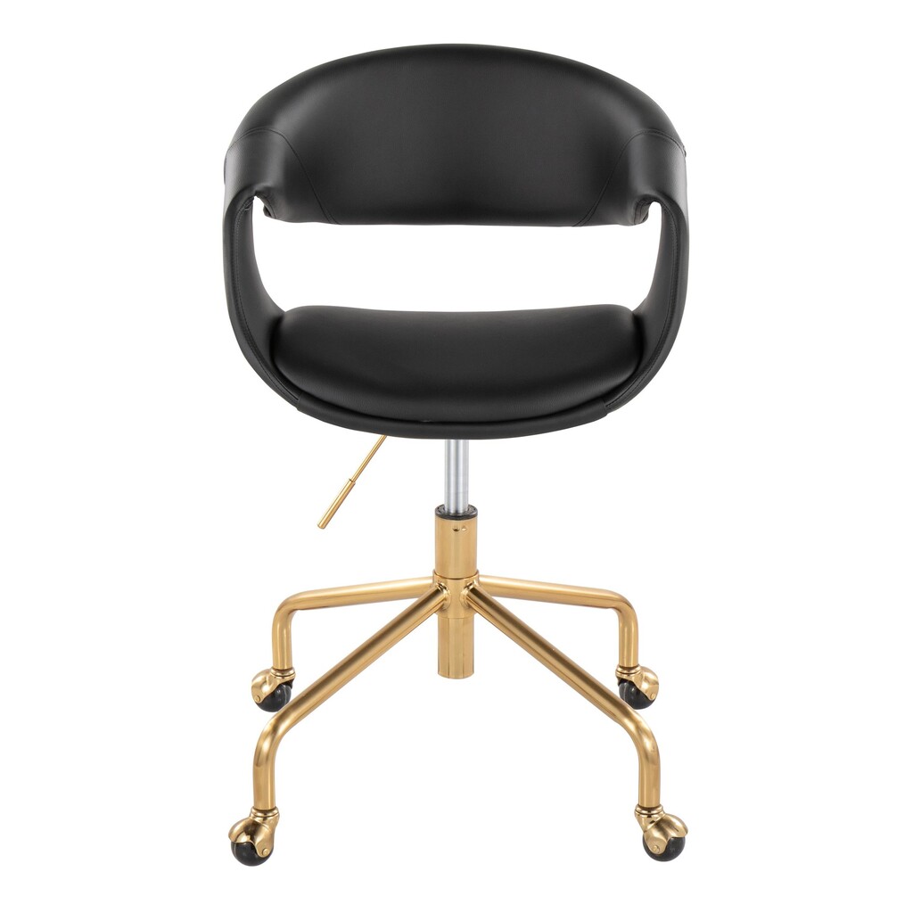 Curvo Upholstered Faux Leather Task Chair In Gold and Black by ...