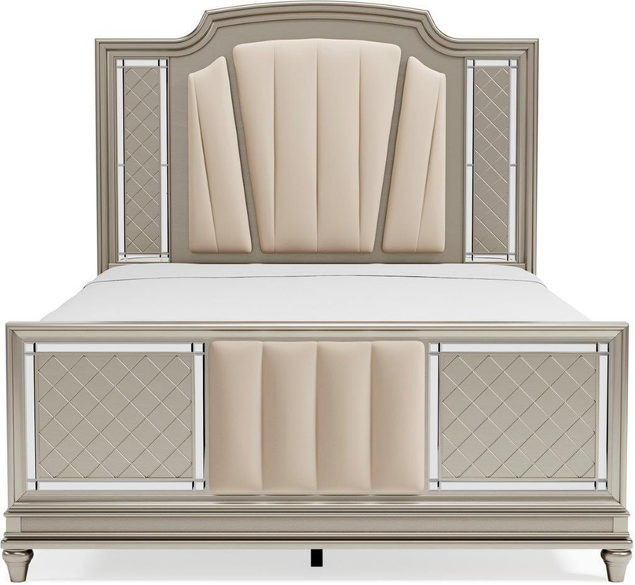 Chevanna Platinum Upholstered Panel Bedroom Set - 1StopBedrooms.