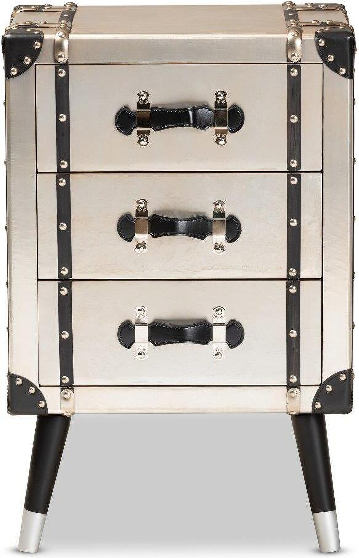 Dilan Vintage Industrial Antique Silver Finished Metal Trunk Inspired 3 ...