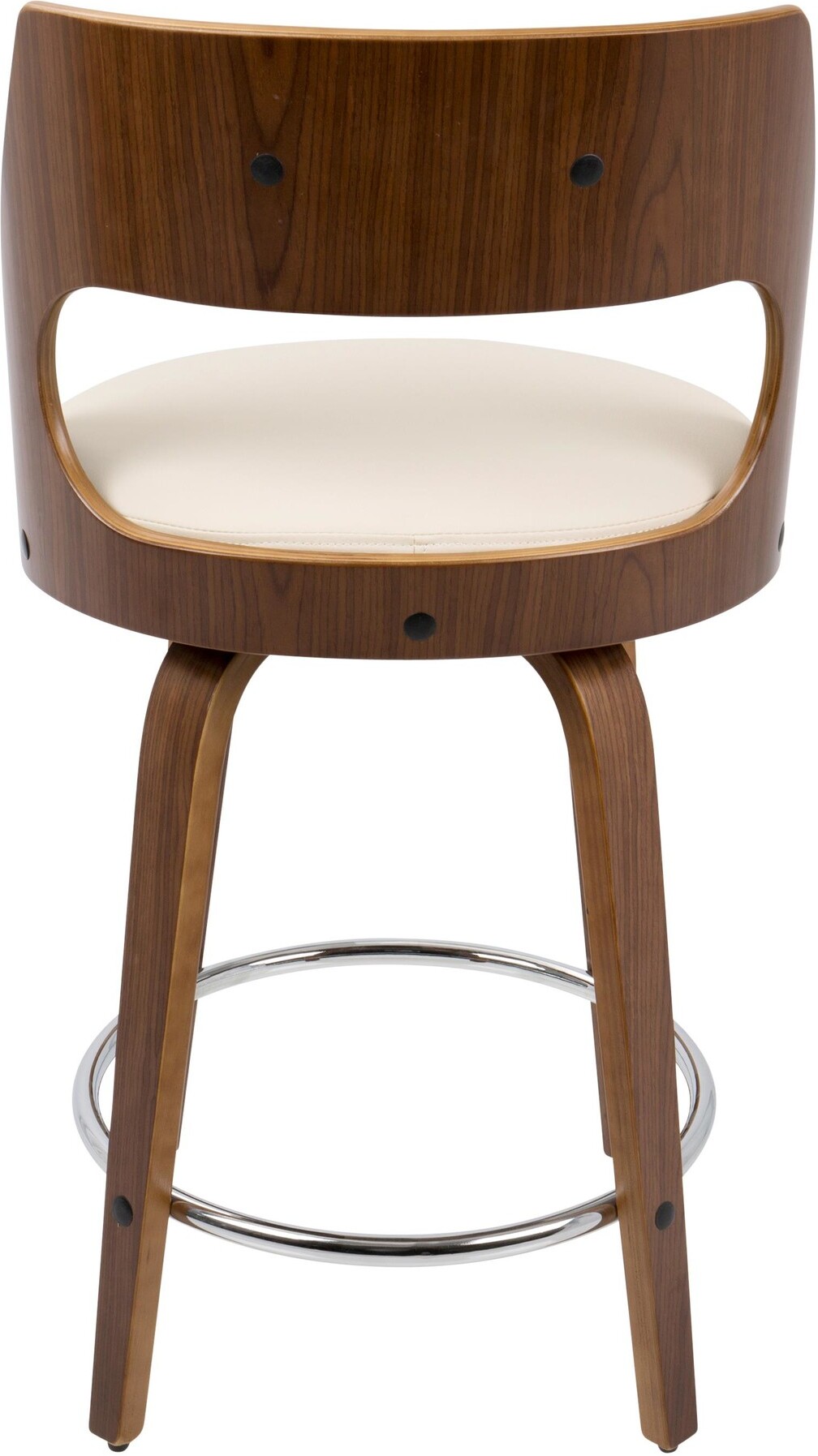 Cecina Modern Counter Stool with Swivel in Walnut and Cream Faux ...