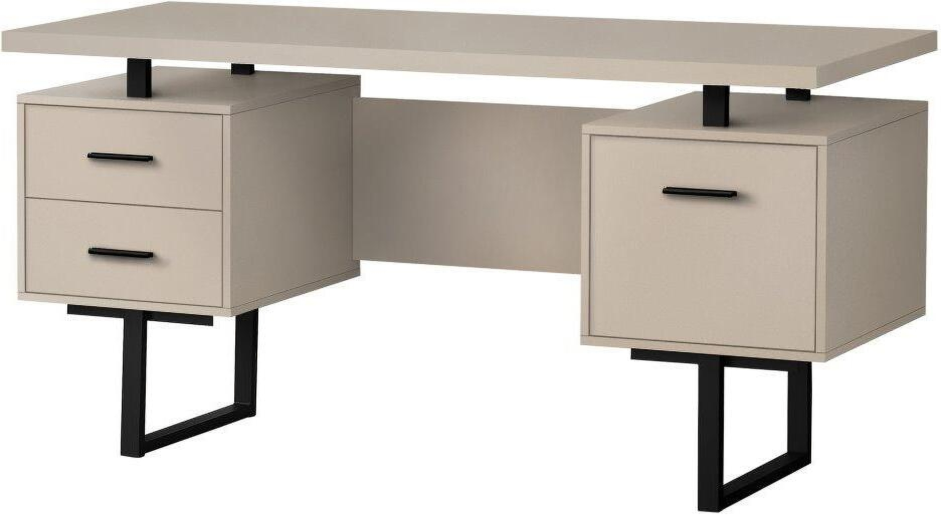 60 Inch Computer Desk In Modern Taupe - 1StopBedrooms.