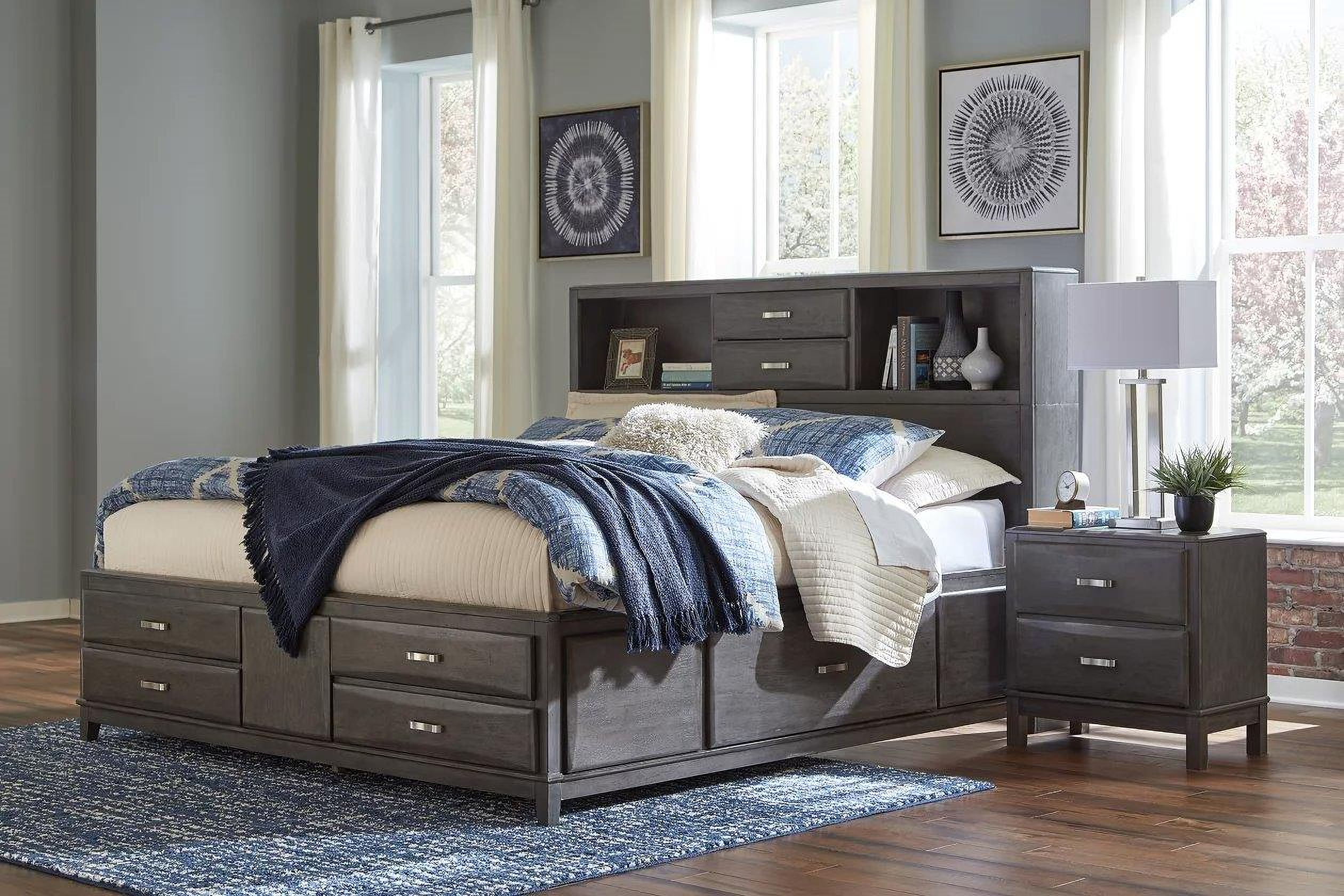 Caitbrook Gray Queen Storage Panel Bed - 1StopBedrooms.