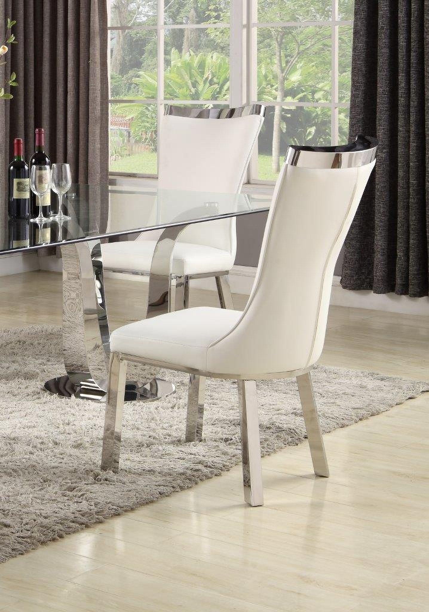 Contemporary Curved-Back Side Chair ADELLE-SC-WHT Set of 2 - 1StopBedrooms.