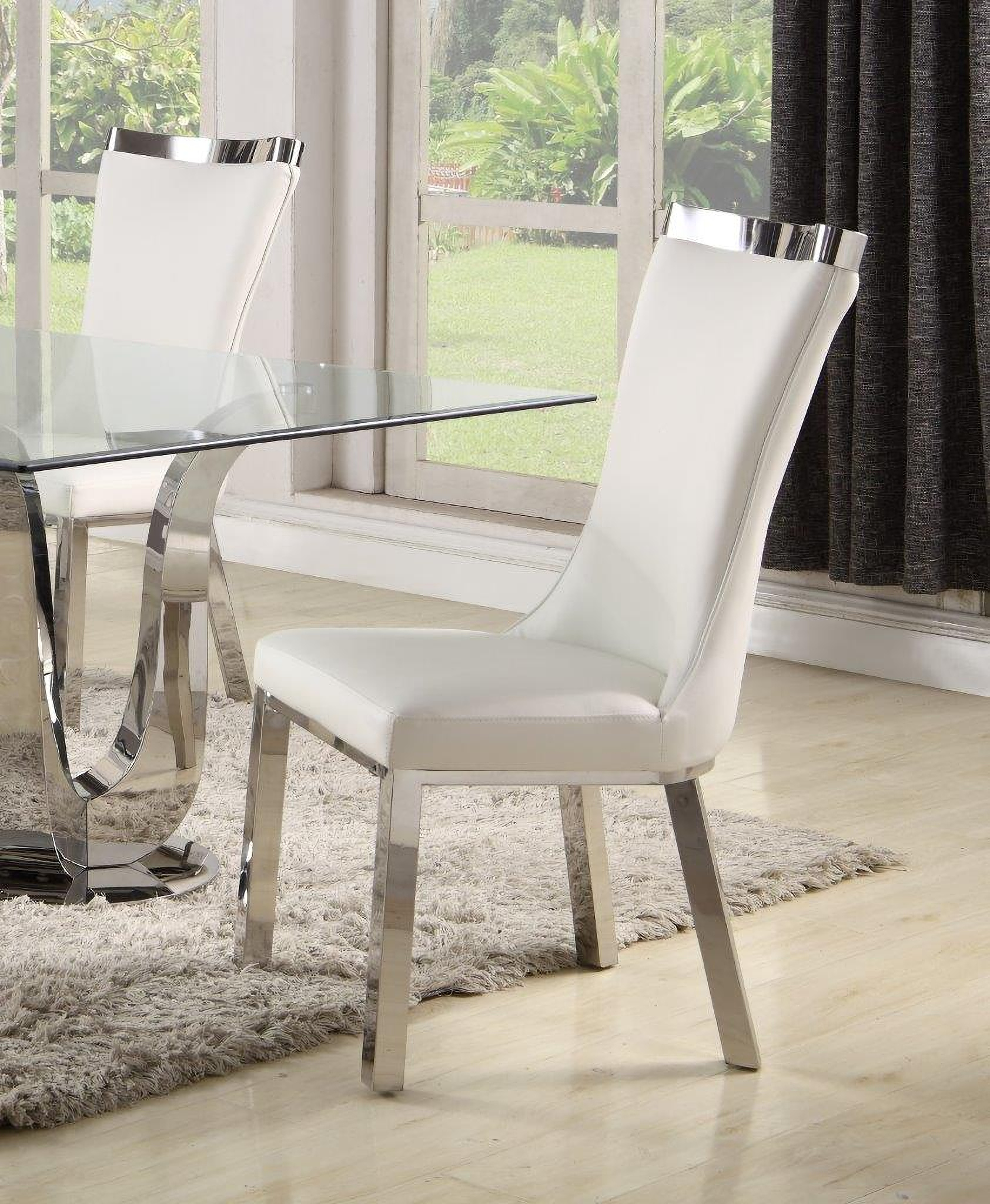 Contemporary Curved-Back Side Chair ADELLE-SC-WHT Set of 2 - 1StopBedrooms.