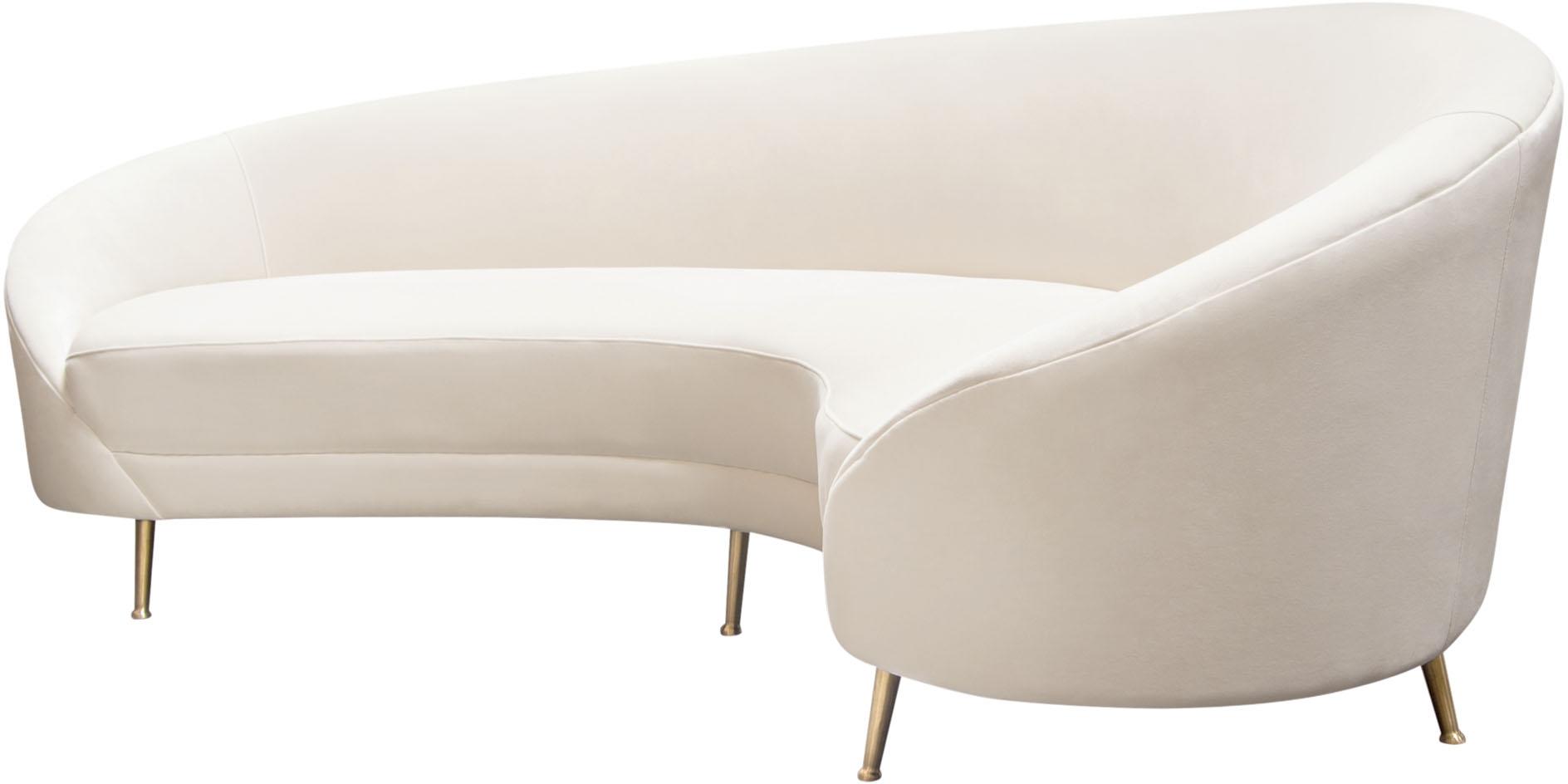 Diamond Sofa Celine Cream Velvet Curved Sofa - 1StopBedrooms.