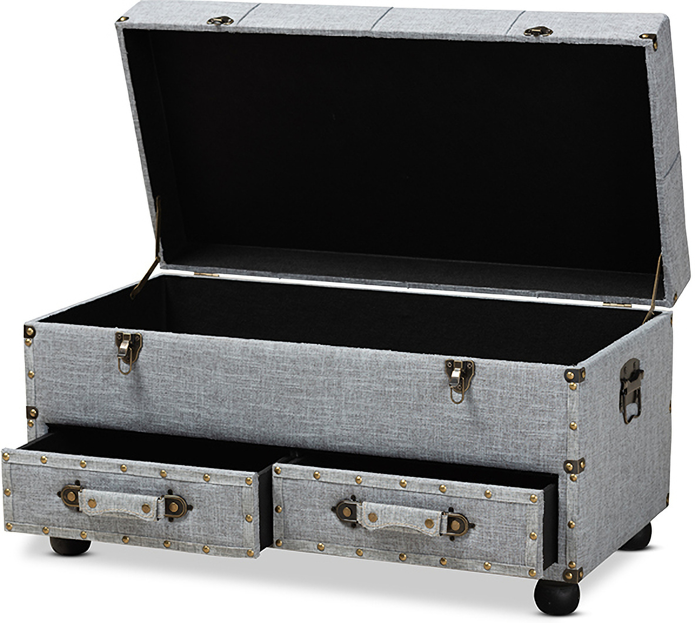 Flynn Modern Transitional Grey Fabric Upholstered 2-Drawer Storage ...