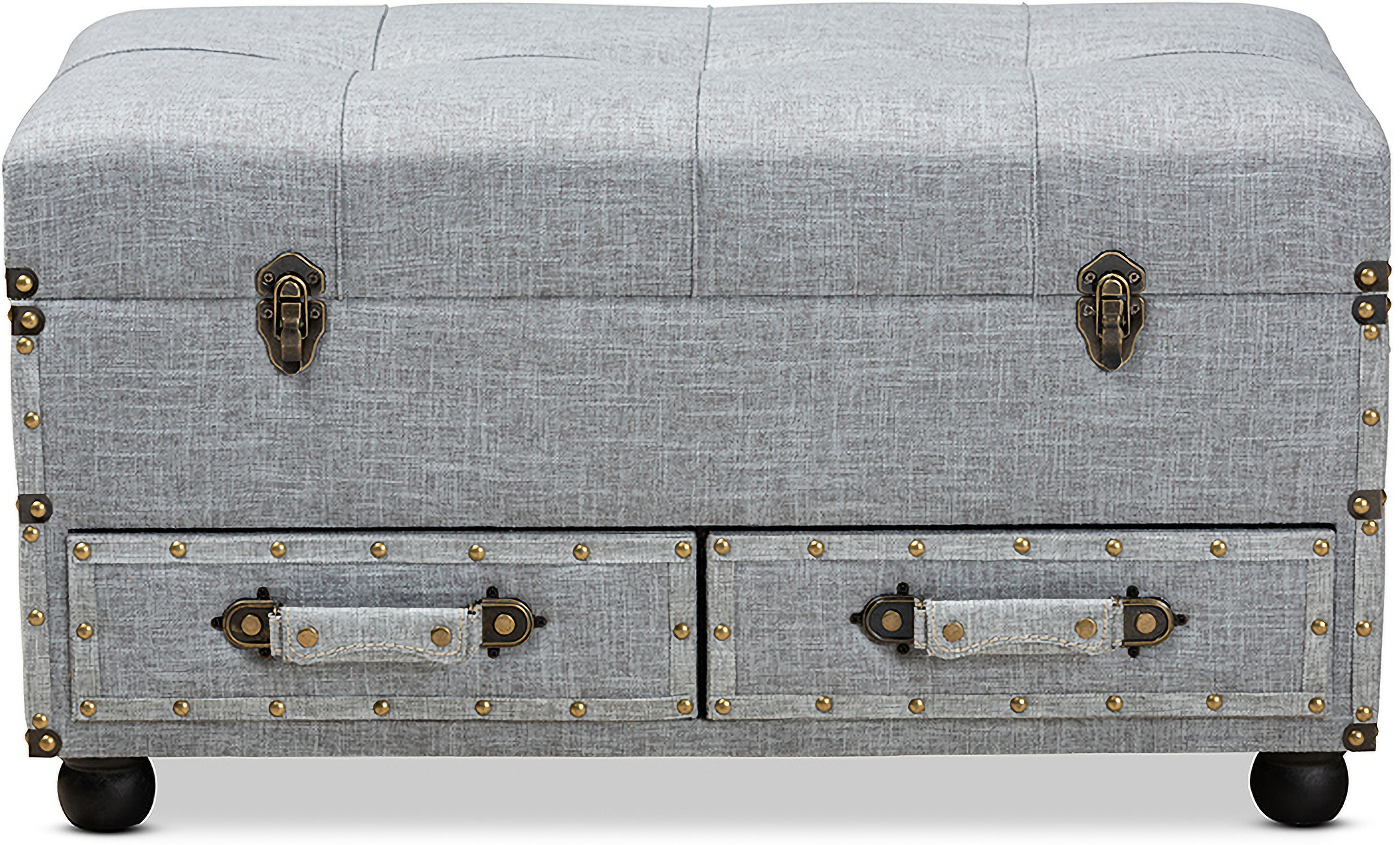 Flynn Modern Transitional Grey Fabric Upholstered 2-Drawer Storage ...