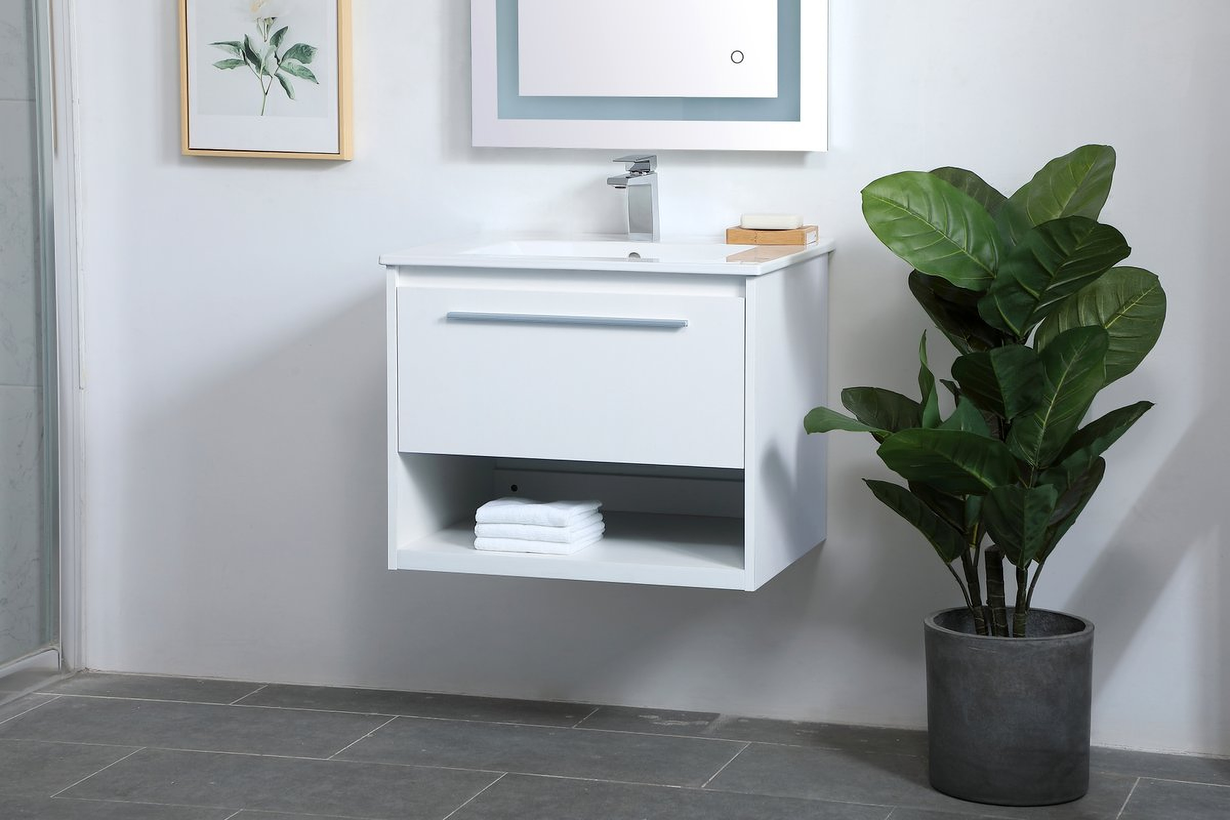 Kasper 24 Inch Single Bathroom Floating Vanity In White - 1StopBedrooms.