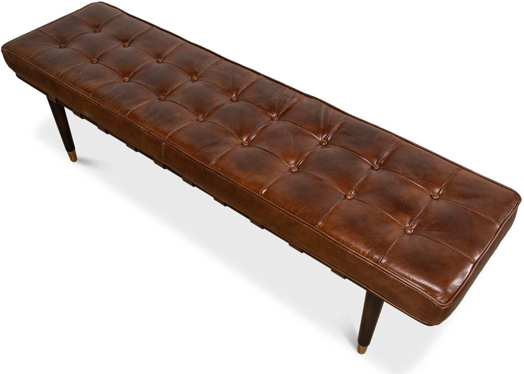 Prince Albert Brown Leather Bench - 1StopBedrooms.