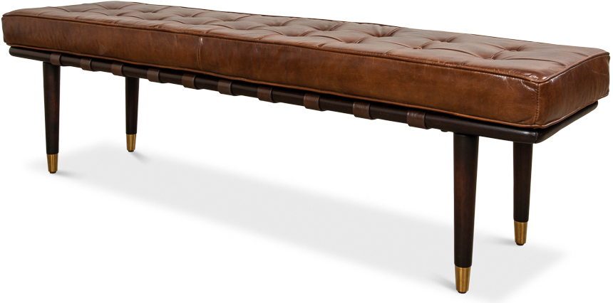 Prince Albert Brown Leather Bench - 1StopBedrooms.