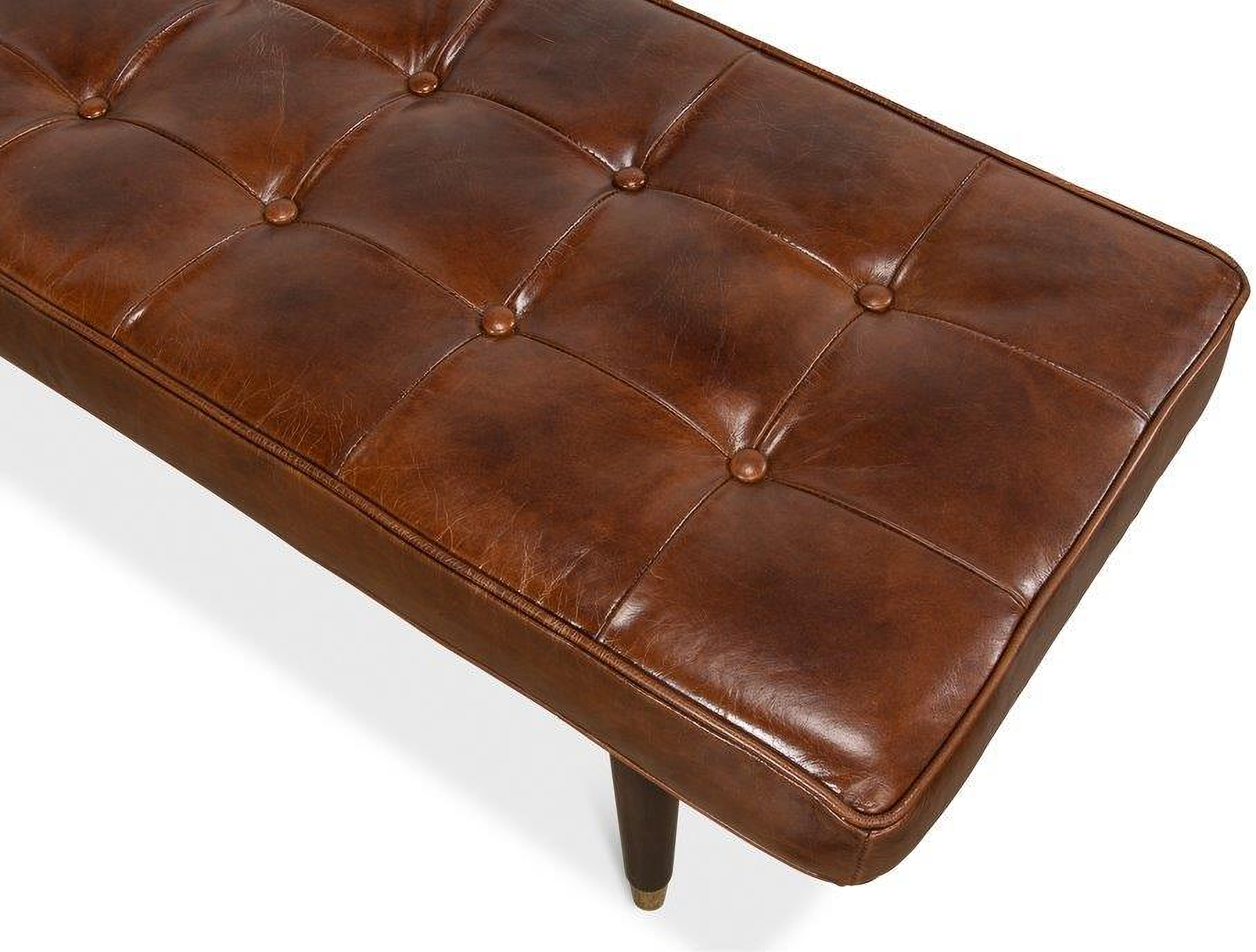 Prince Albert Brown Leather Bench - 1StopBedrooms.