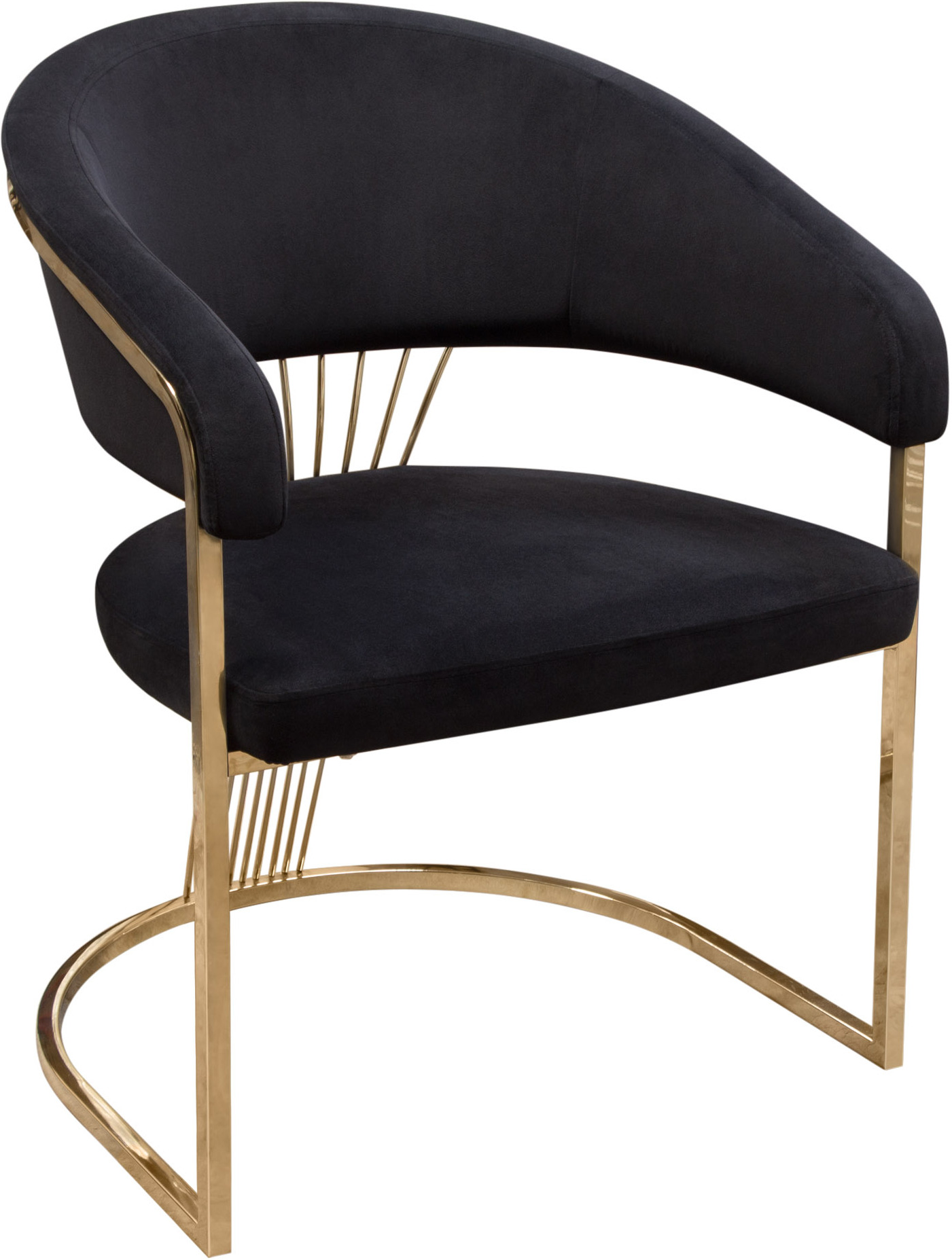 Solstice Dining Chair in Black Velvet with Polished Gold Metal Frame ...