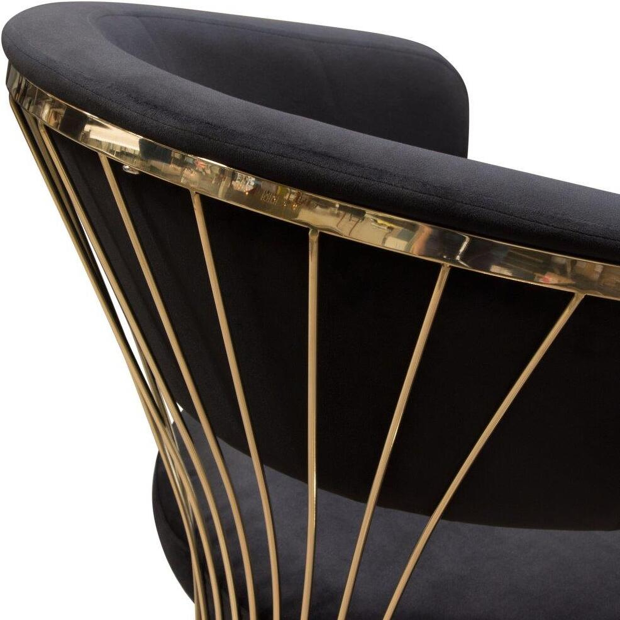 Solstice Dining Chair in Black Velvet with Polished Gold Metal Frame ...