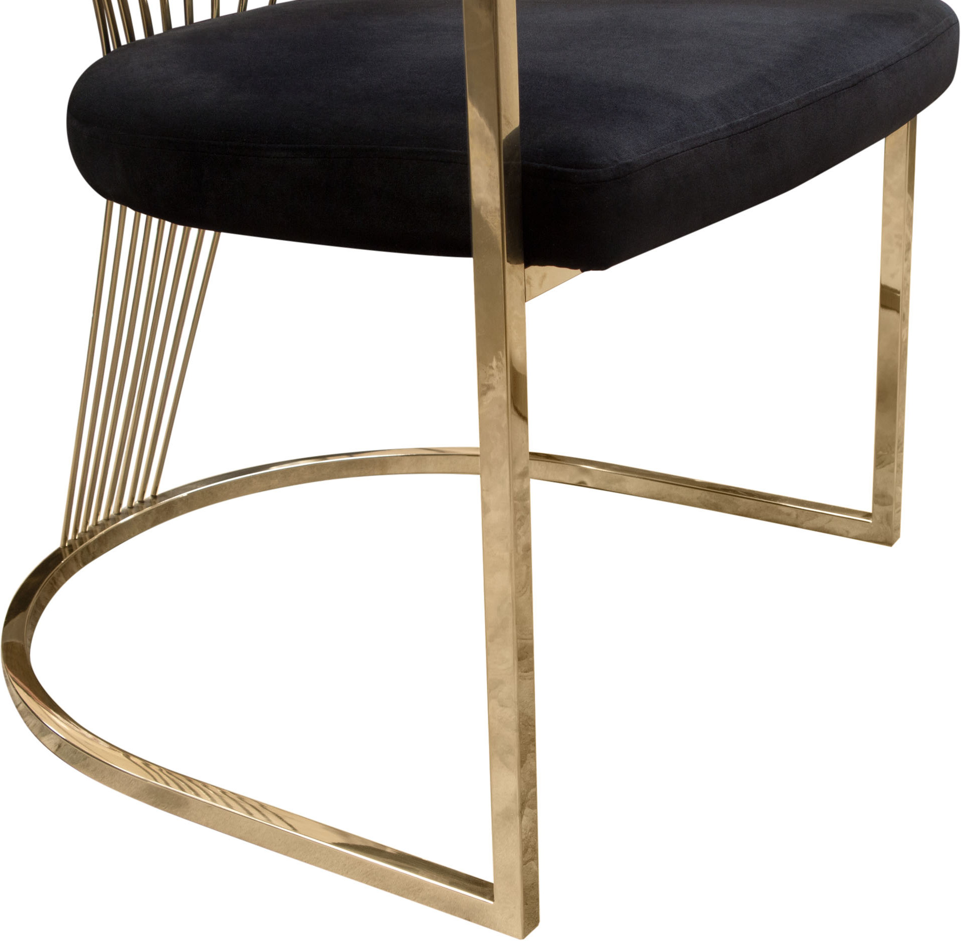 Solstice Dining Chair in Black Velvet with Polished Gold Metal Frame ...