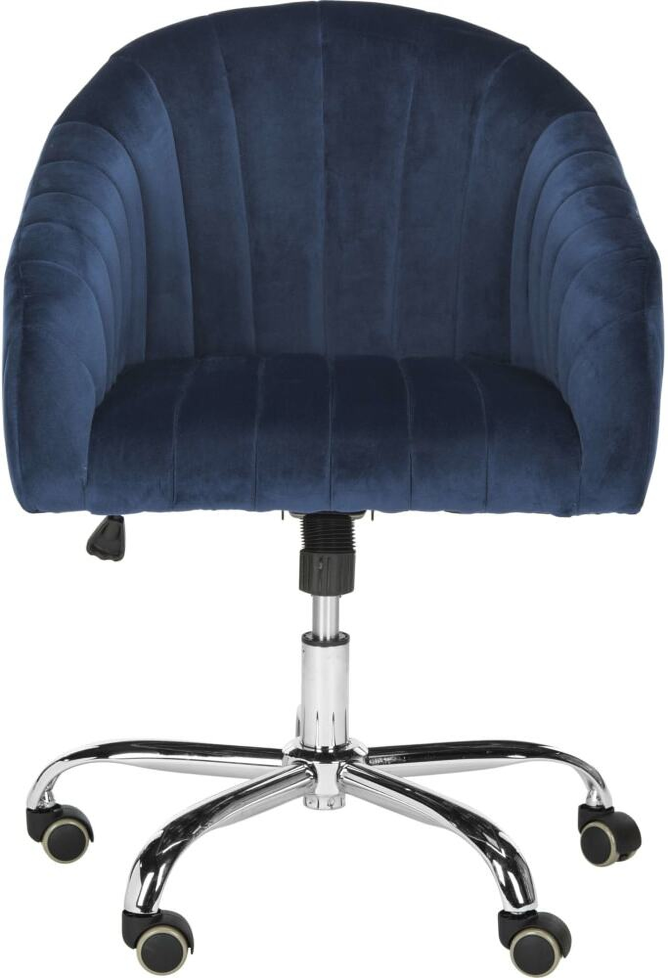Themis Navy Velvet Chrome Leg Swivel Office Chair - 1StopBedrooms.