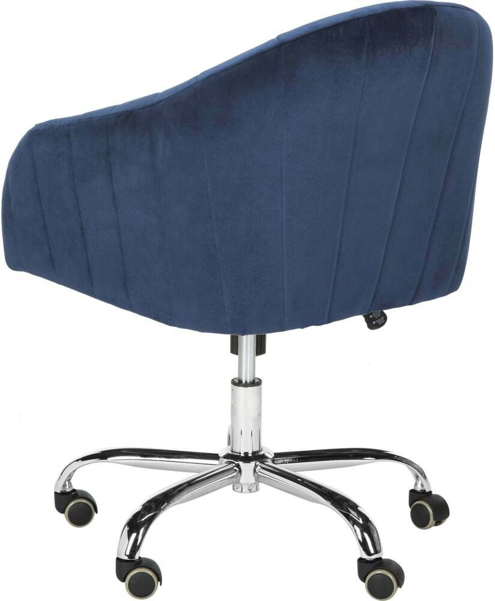 Themis Navy Velvet Chrome Leg Swivel Office Chair - 1StopBedrooms.