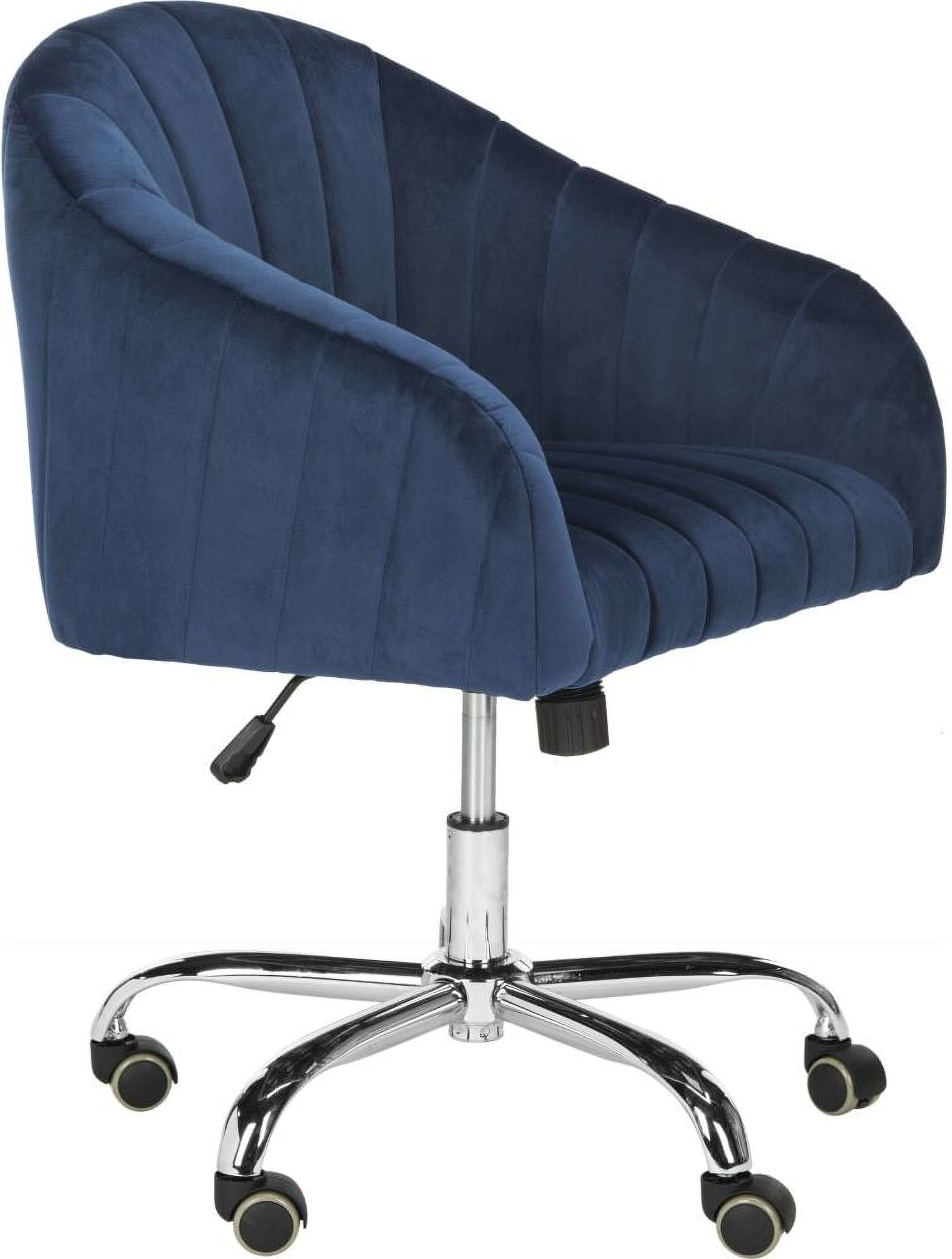 Themis Navy Velvet Chrome Leg Swivel Office Chair - 1StopBedrooms.