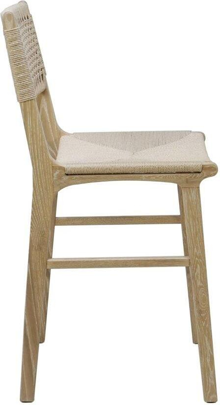 Woven Back Counter Stool With Rush Seat In Cerused Oak - 1StopBedrooms.