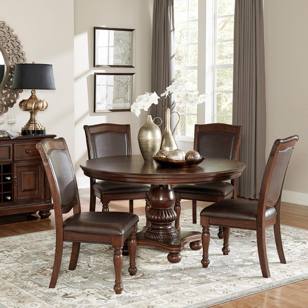 Lordsburg Brown Cherry Round Dining Table - 1StopBedrooms.