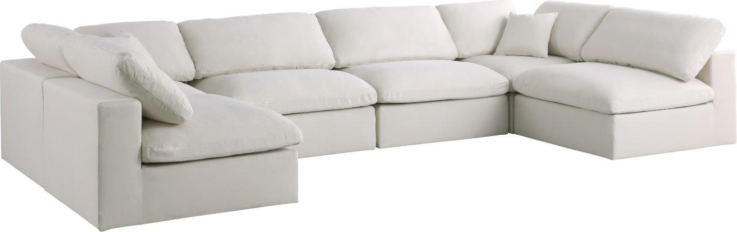 Plush Cream Velvet Standard Cloud Modular Sectional 602Cream-Sec6D ...
