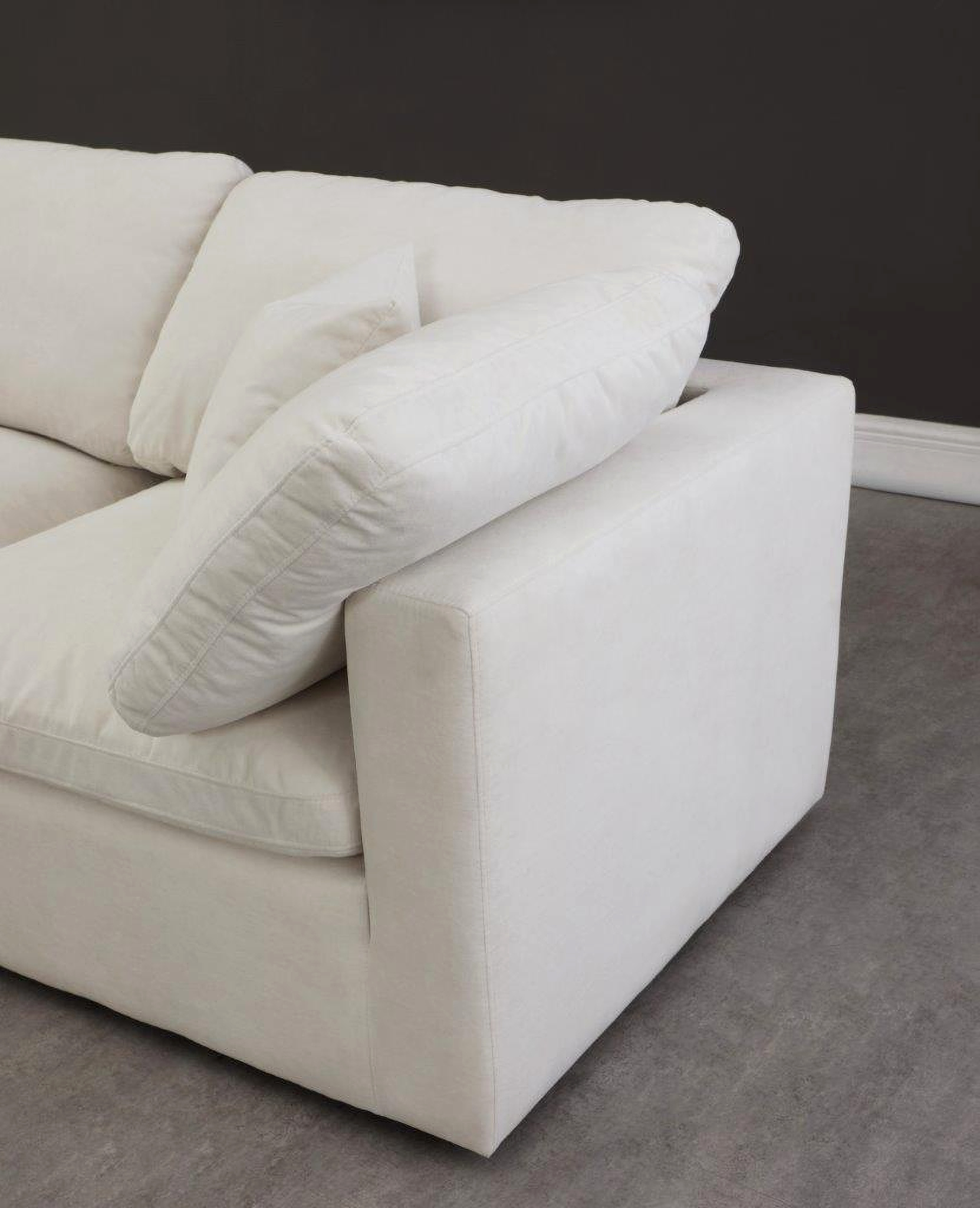Plush Cream Velvet Standard Cloud Modular Sofa 602Cream-S105 ...