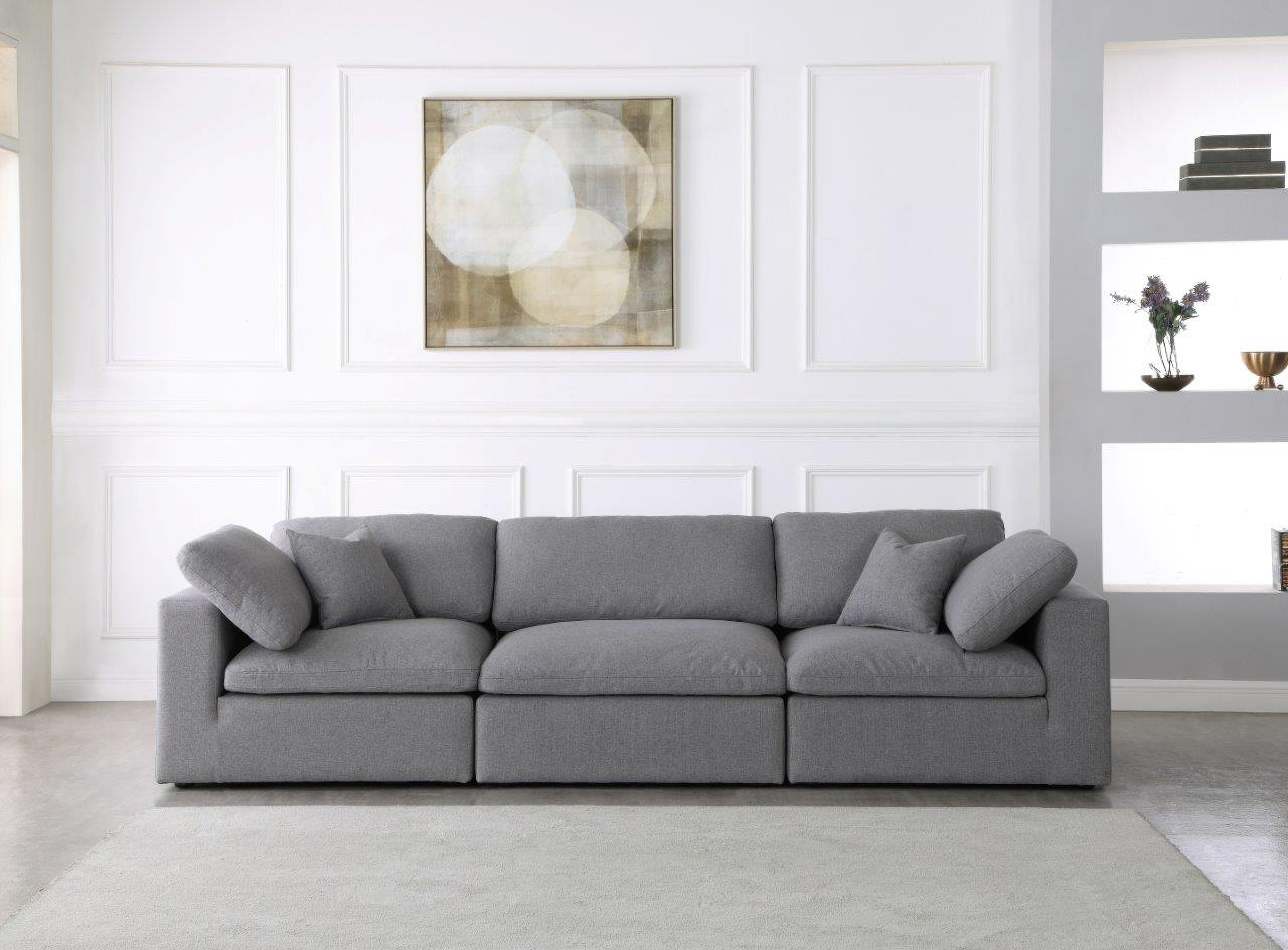Serene Grey Linen Fabric Modular Sofa - 1StopBedrooms.