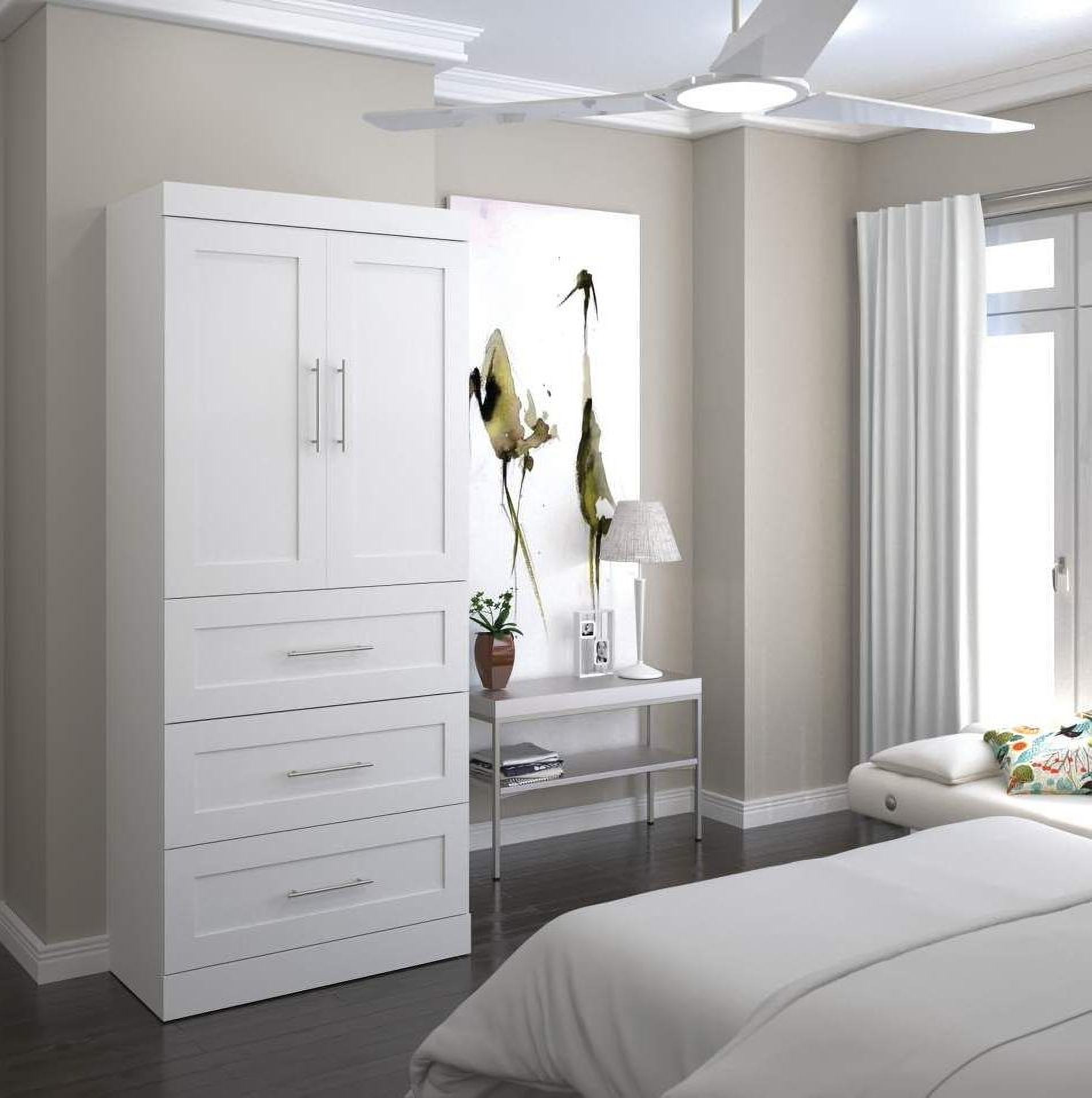 Pur White 36" Storage Unit with 3-Drawer Set And Doors - 1StopBedrooms.