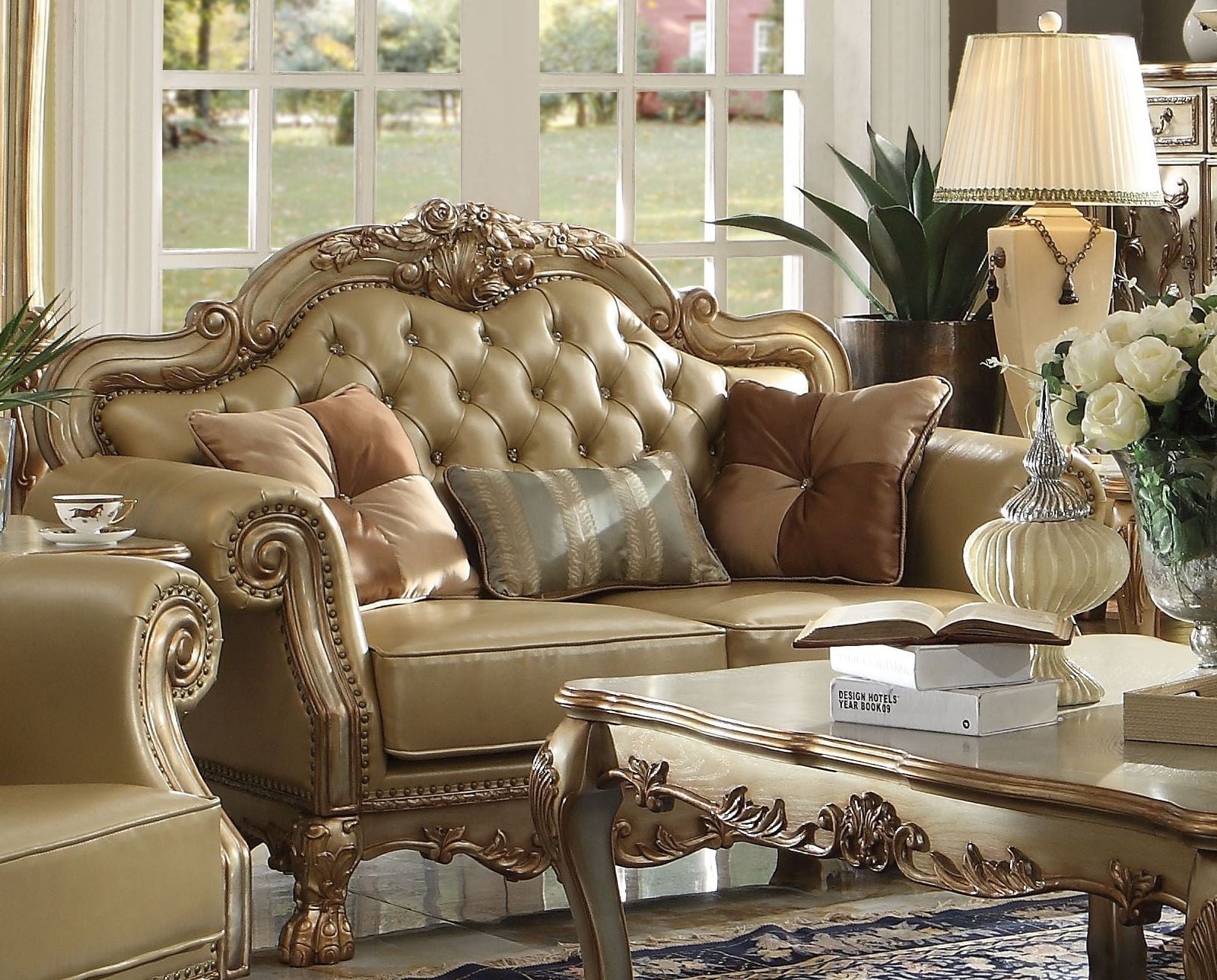 Dresden Bone Gold Patina Living Room Set - 1StopBedrooms.