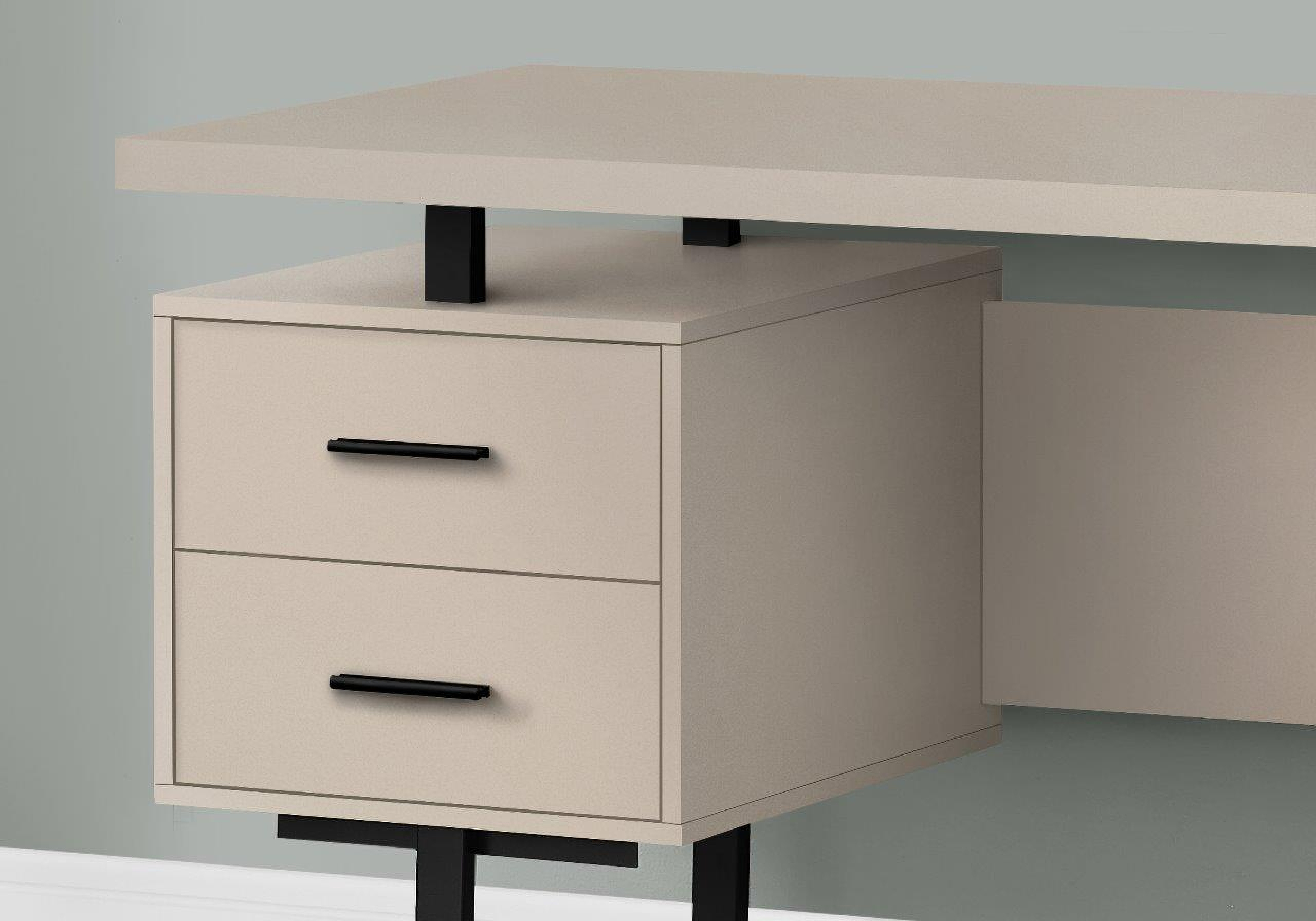 60 Inch Computer Desk In Modern Taupe - 1StopBedrooms.