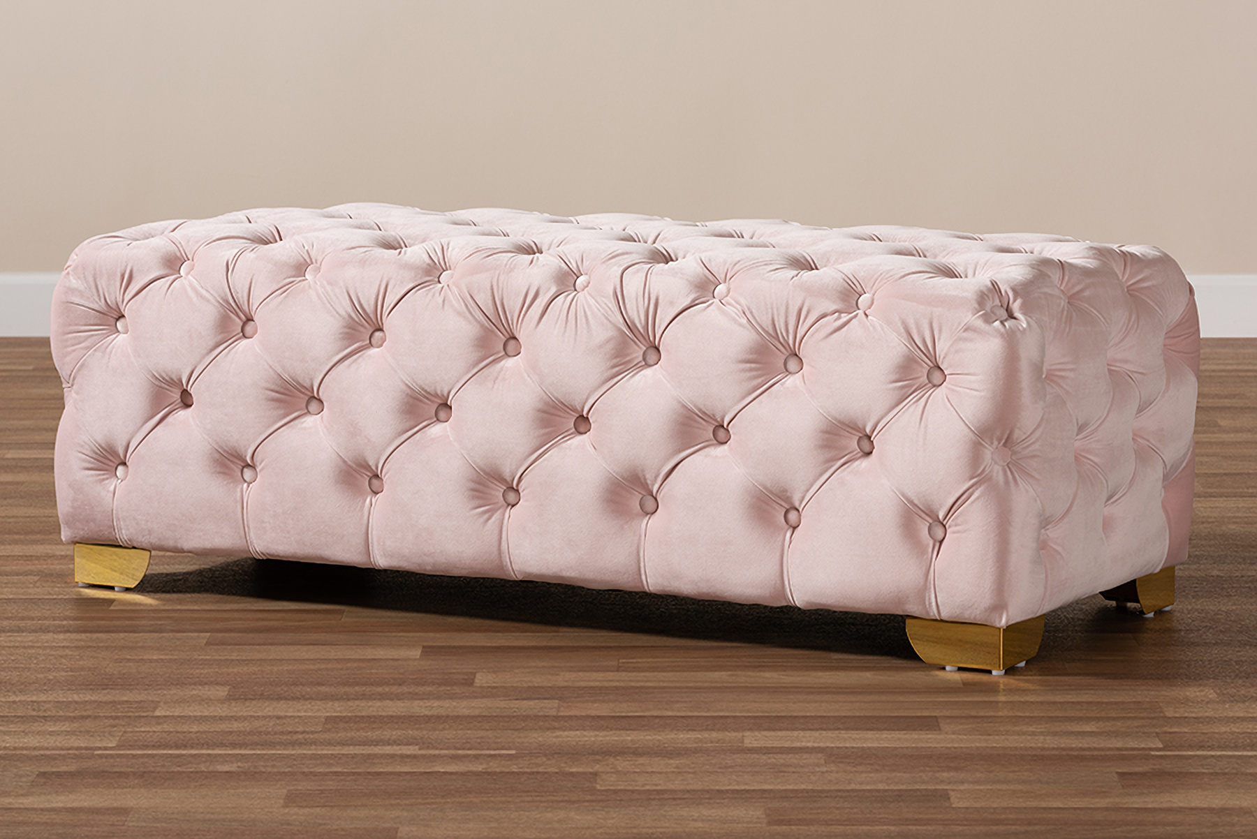 Baxton Studio Avara Glam And Luxe Light Pink Velvet Fabric Upholstered ...