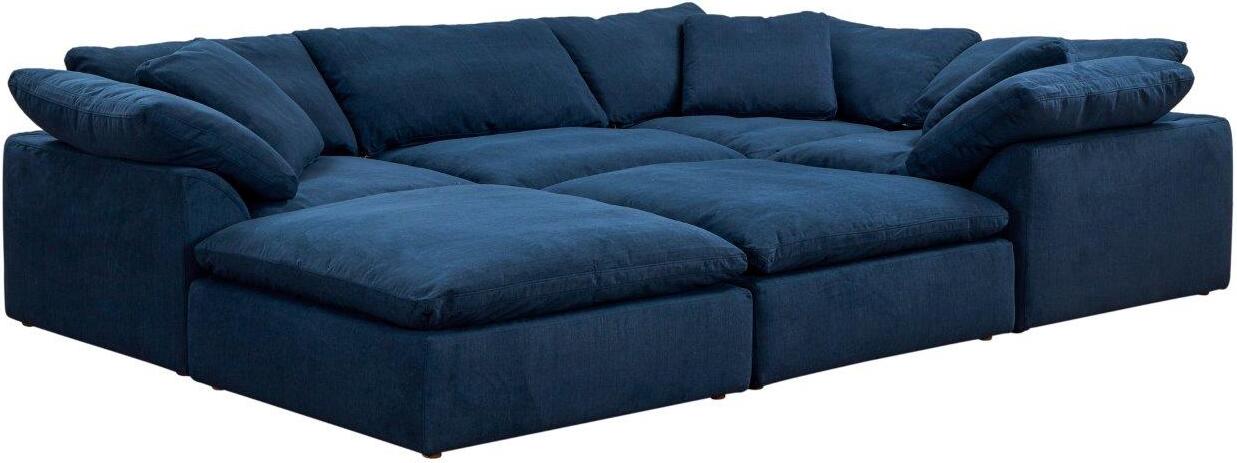 Cloud Puff Navy Blue 6 Piece Slipcovered Modular Pitt Sectional Sofa ...
