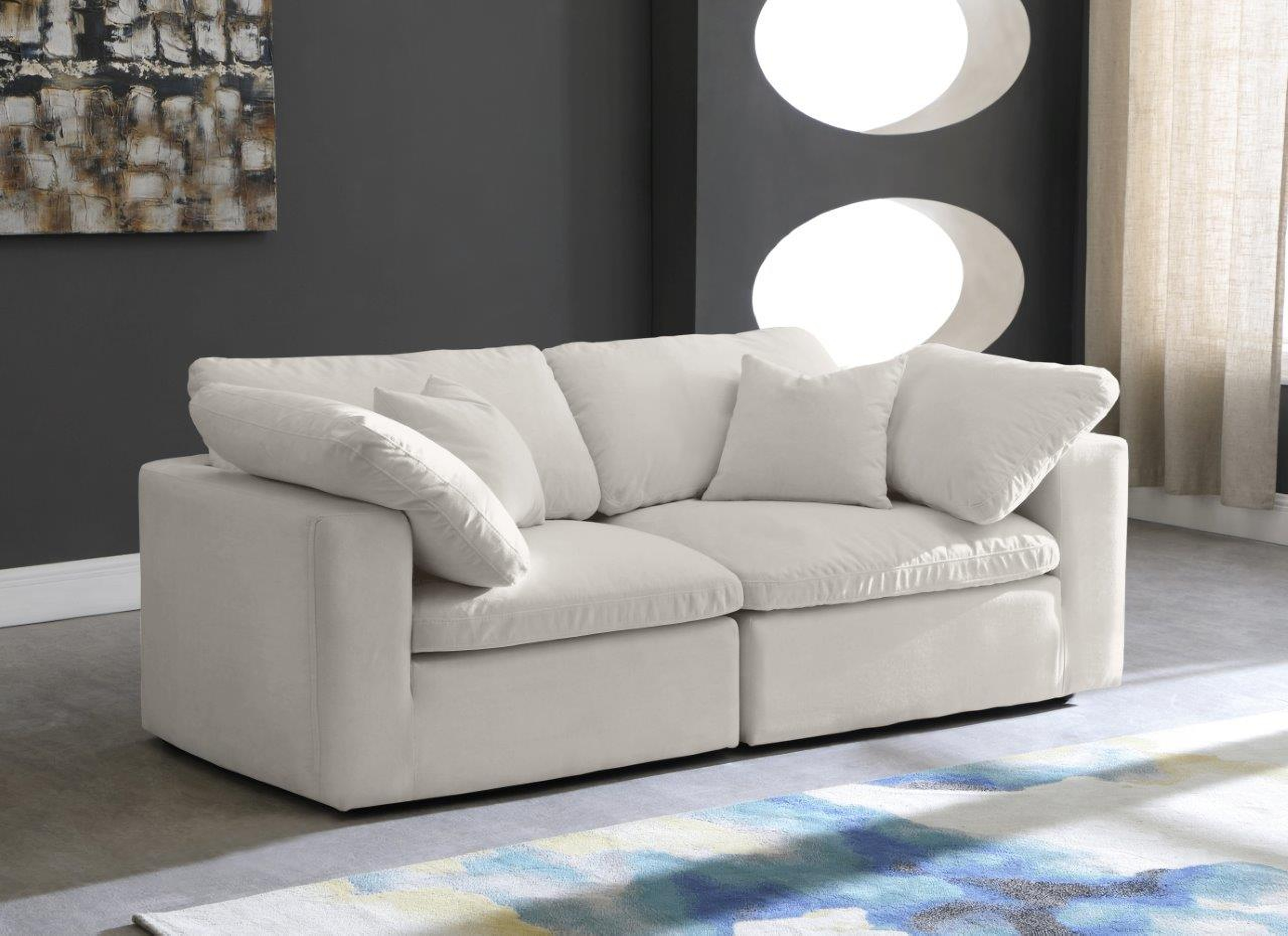 Cozy Cream Velvet Cloud Modular Sofa 634Cream-S80 - 1StopBedrooms.