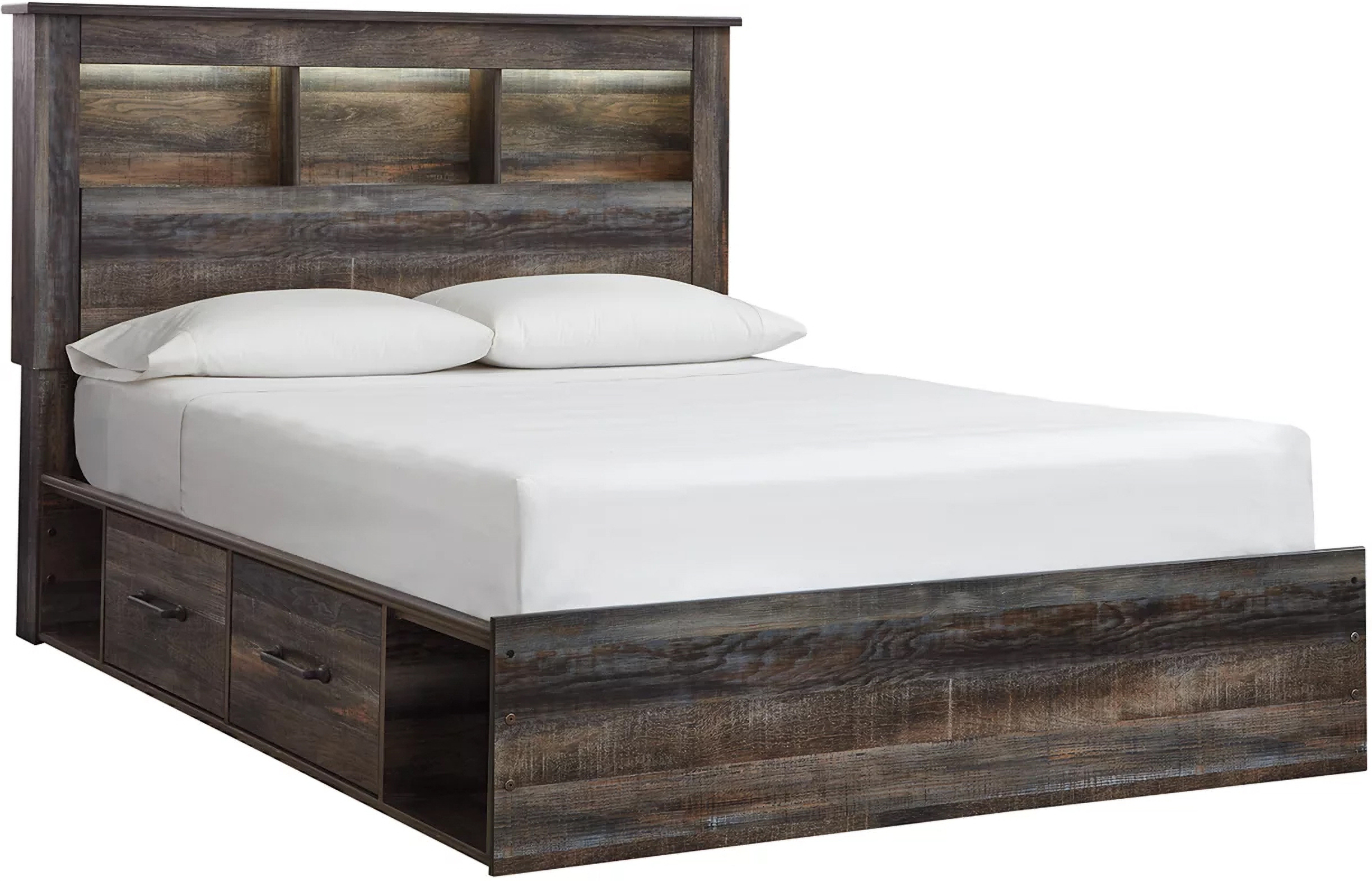 Drystan Multi Queen Bookcase Panel Bed with Side Storage - 1StopBedrooms.