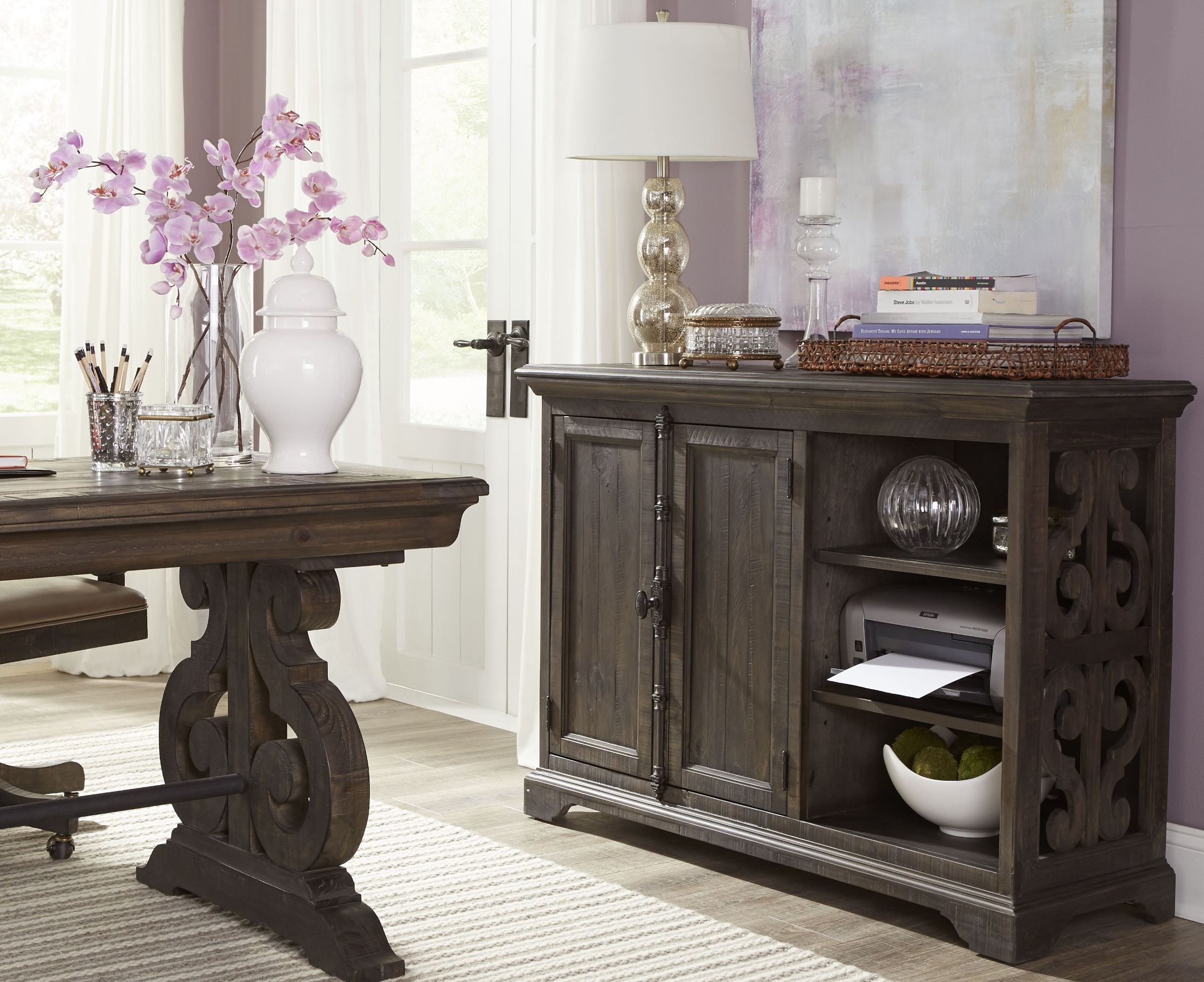 Bellamy Deep Weathered Pine Writing Desk - 1StopBedrooms.