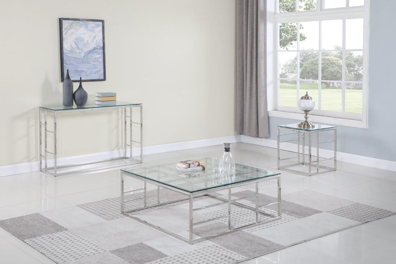 Square Glass Top with Ladder Style Frame with 20 Inch - 1StopBedrooms.