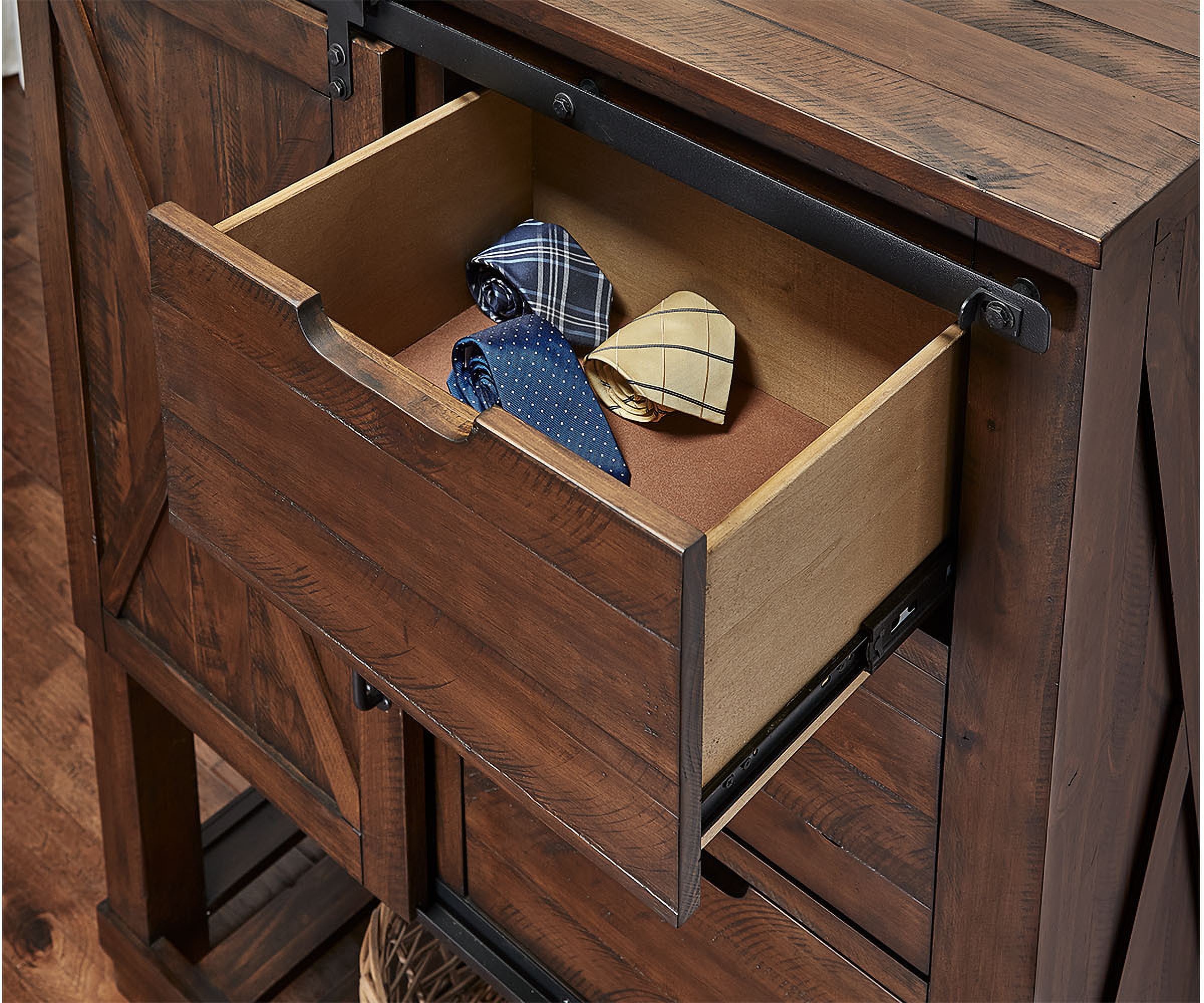 Sun Valley Rustic Timber Barn Door Chest - 1StopBedrooms.