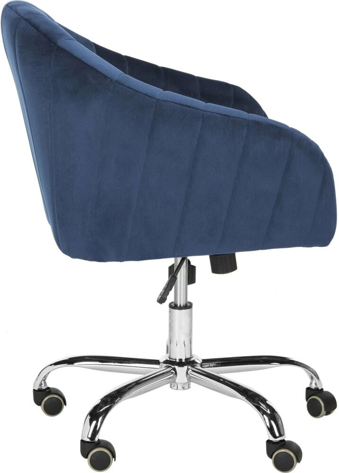 Themis Navy Velvet Chrome Leg Swivel Office Chair - 1StopBedrooms.