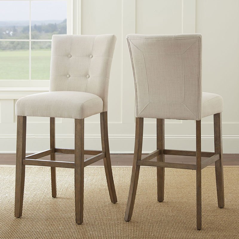 Tripton Linen Upholstered Barstool Set of 2 - 1StopBedrooms.