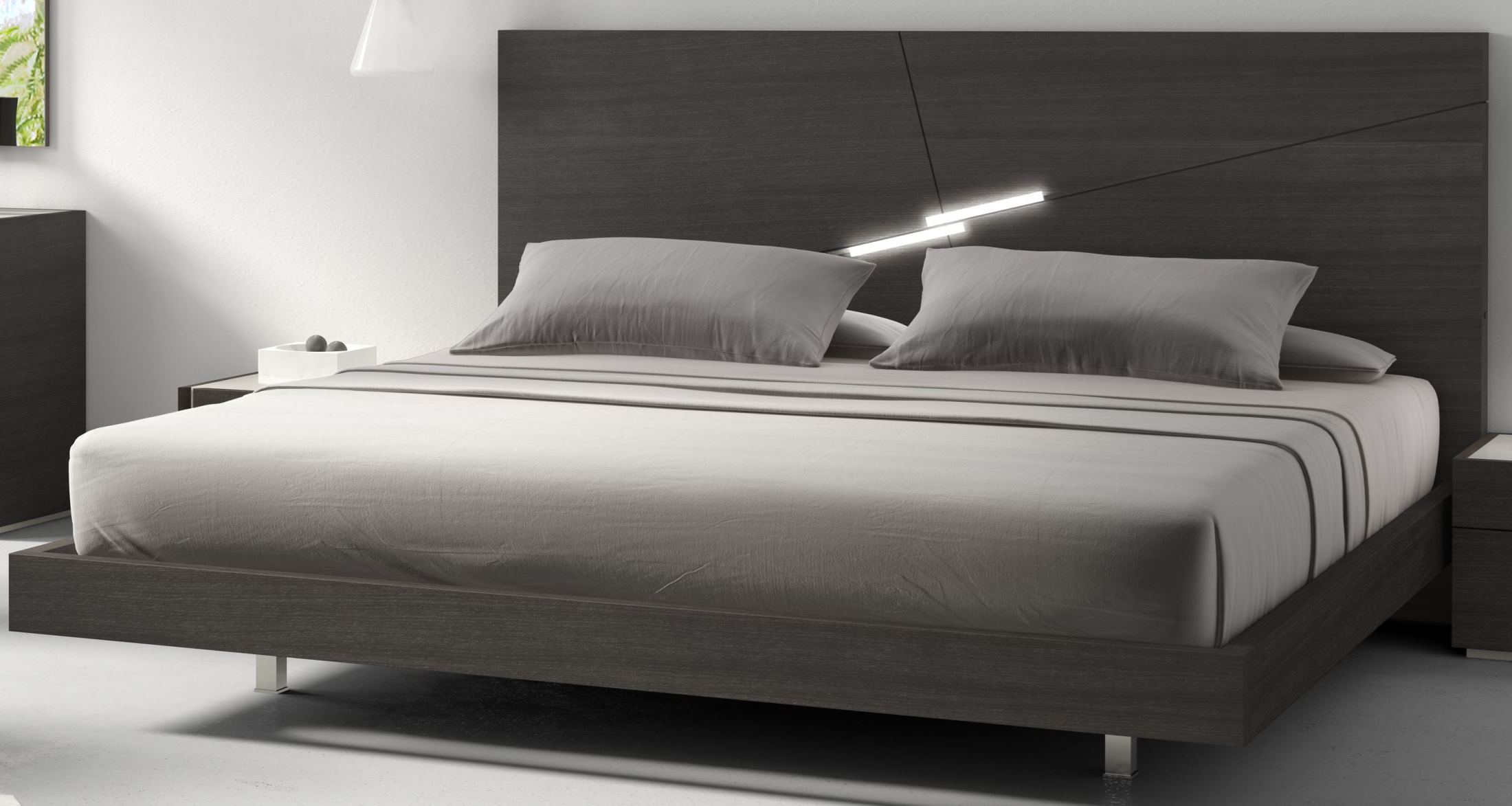 Faro Natural Grey Lacquer Platform Bedroom Set - 1StopBedrooms.