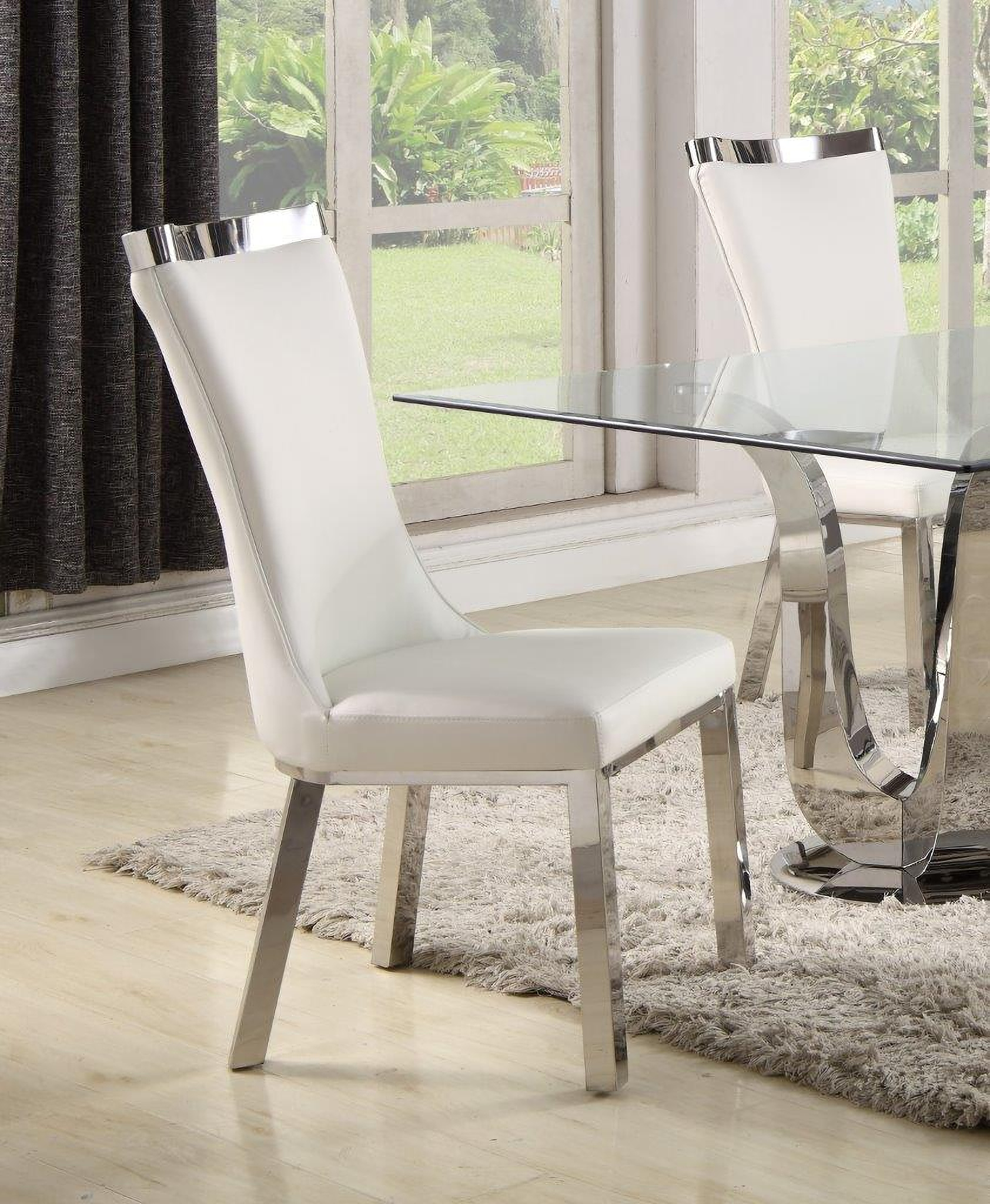 Contemporary Curved-Back Side Chair ADELLE-SC-WHT Set of 2 - 1StopBedrooms.