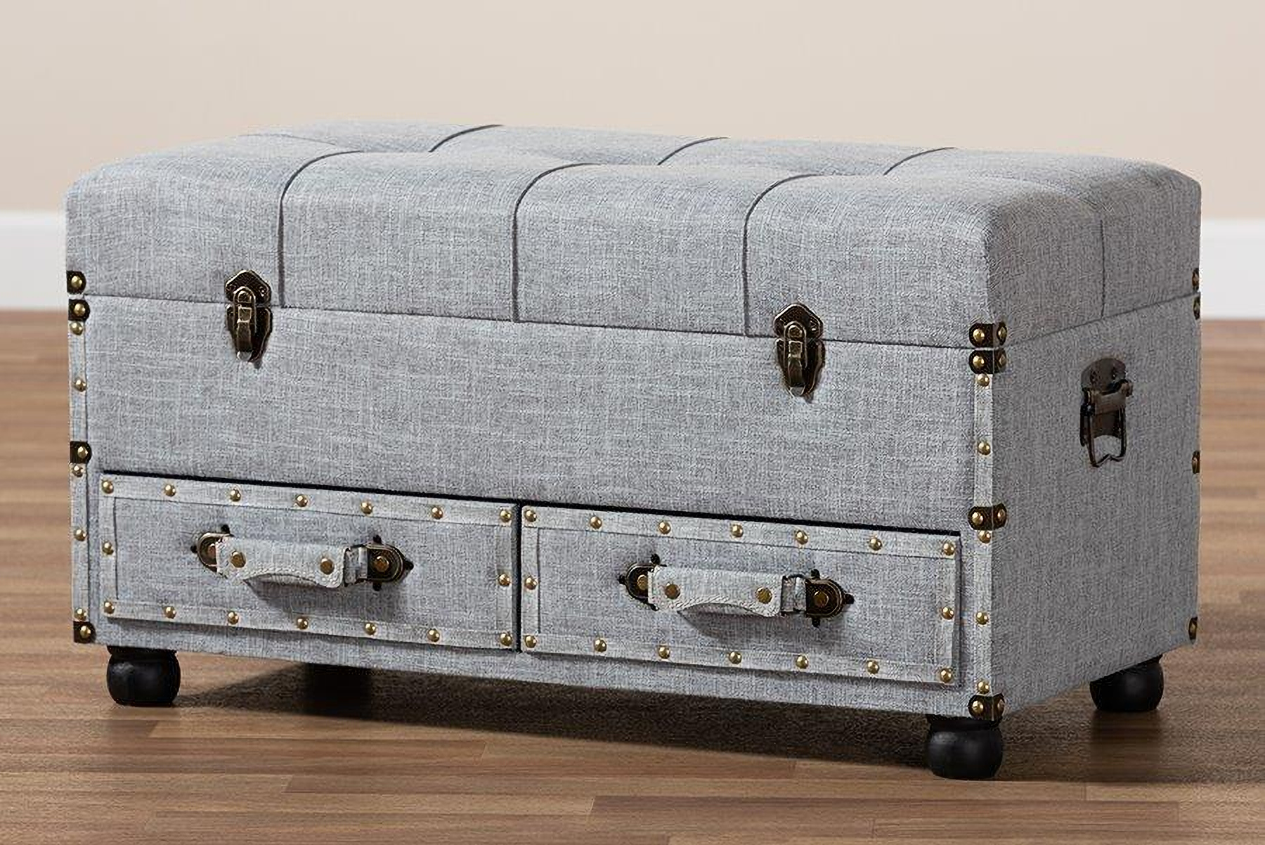 Flynn Modern Transitional Grey Fabric Upholstered 2-Drawer Storage ...