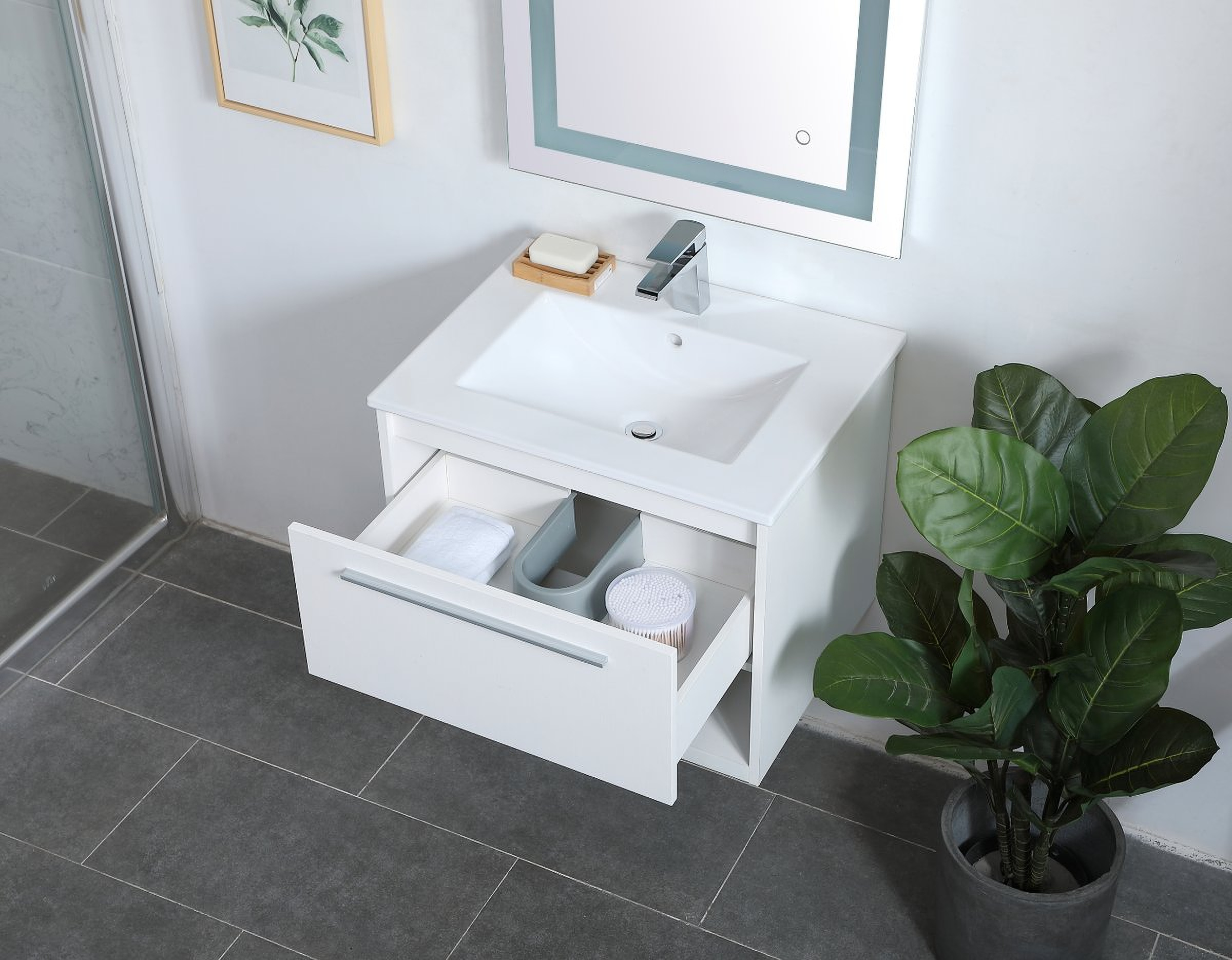 Kasper 24 Inch Single Bathroom Floating Vanity In White - 1StopBedrooms.