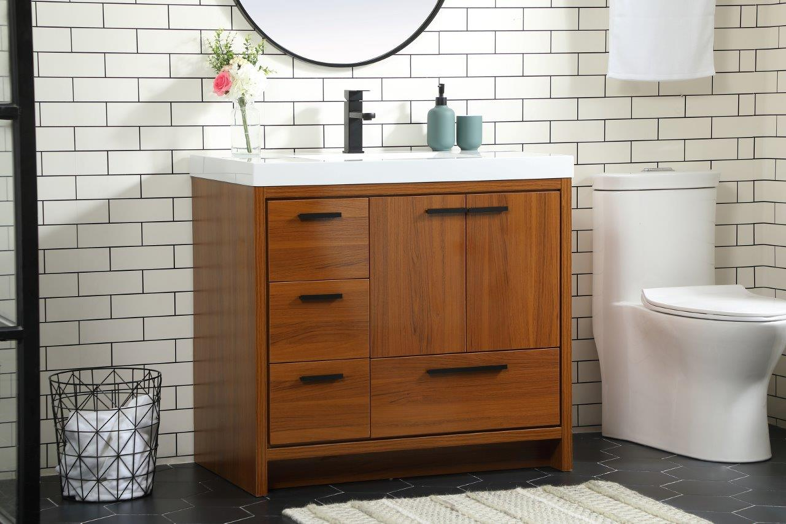 Wyatt 36 Inch Single Bathroom Vanity In Teak - 1StopBedrooms.