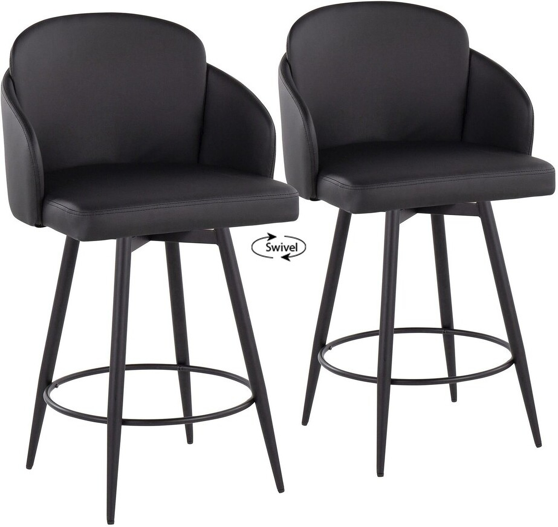 Dahlia 26 Inch Fixed Height Counter Stool Set of 2 In Black and Chrome ... Dahlia 26 Inch Fixed Height Counter Stool Set of 2 In Black and Chrome ...