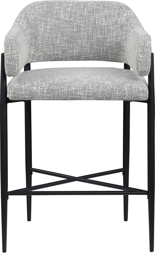 Dame Fabric Upholstered Counter Stool Set of 2 In Grey and Matte Black ...