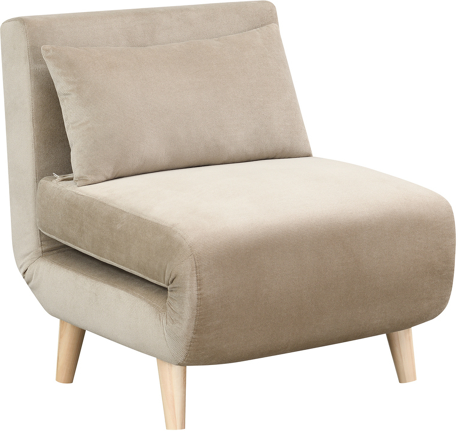 Dane Convertible Folding Armless Chair Sleeper with Pillow In Sand by ...