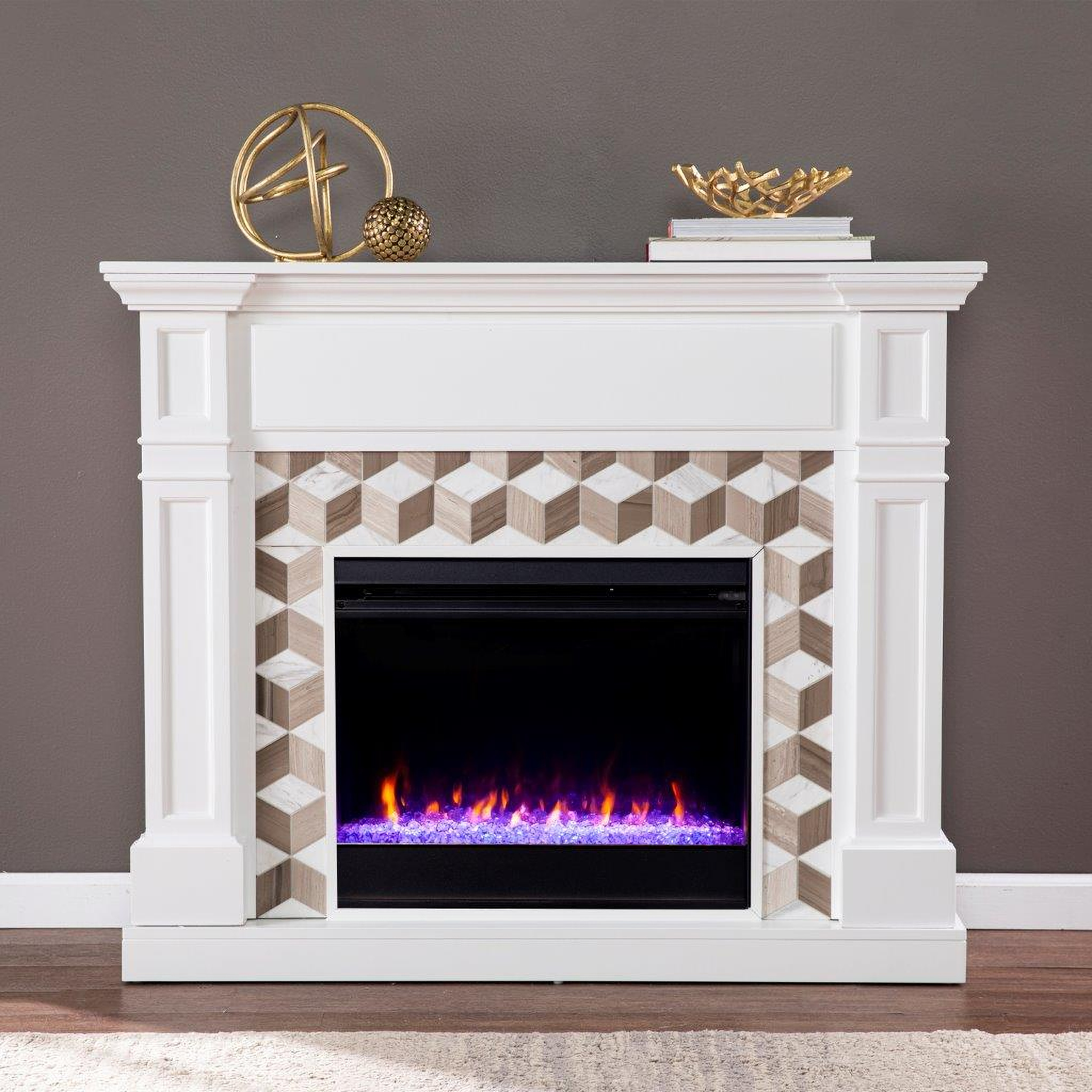 Darvingmore Color Changing Fireplace With Marble Surround by SEI ...
